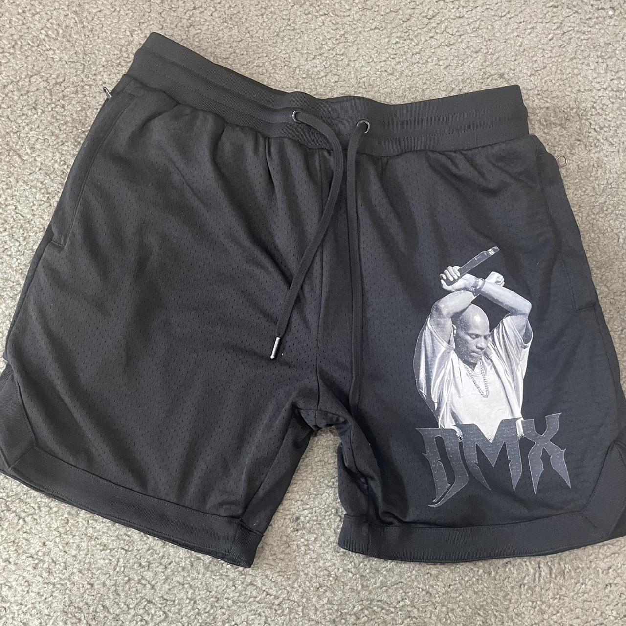 Black and white Dmx shorts size large #streetwear... | Depop