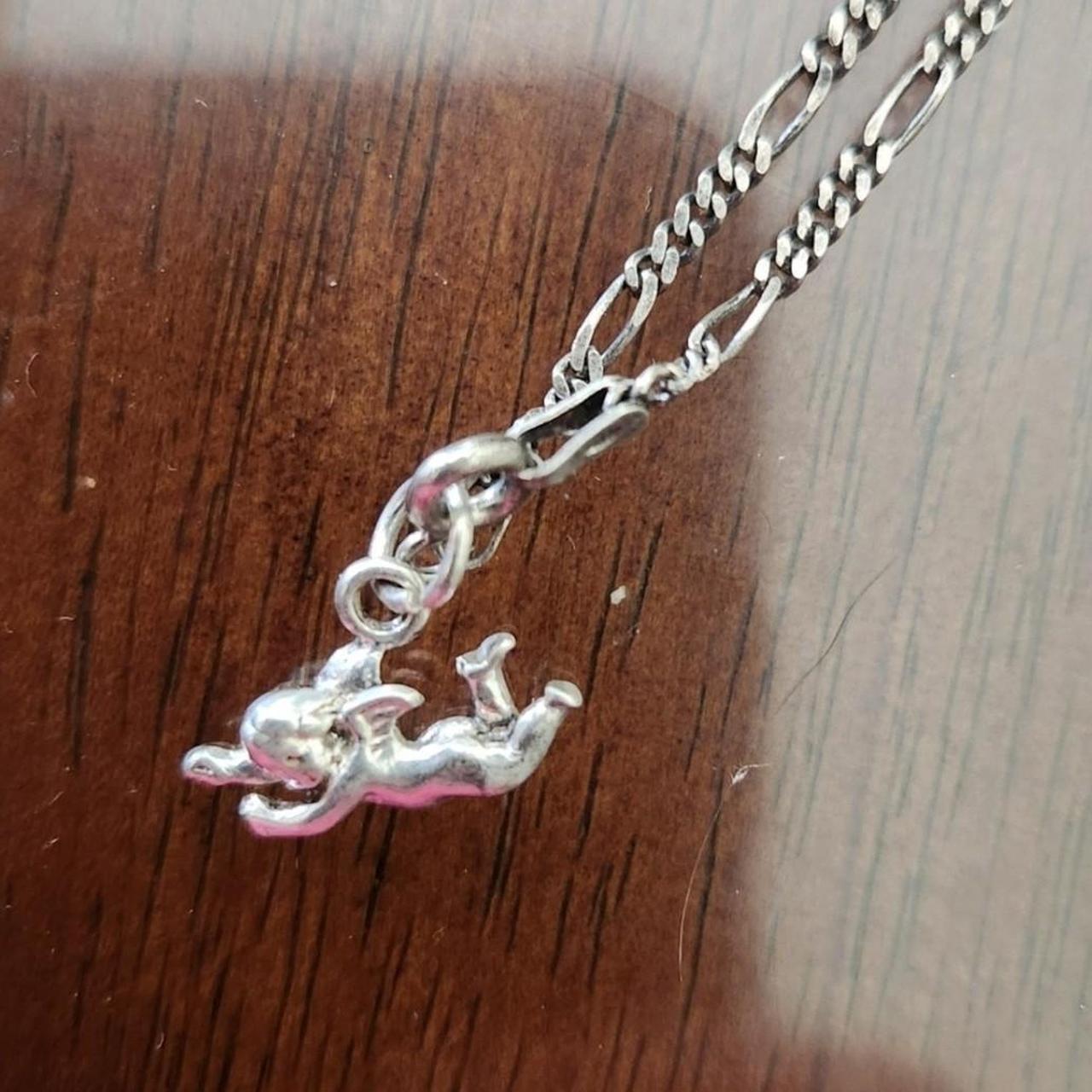 Sterling silver Figaro pattern bracelet with charob... - Depop