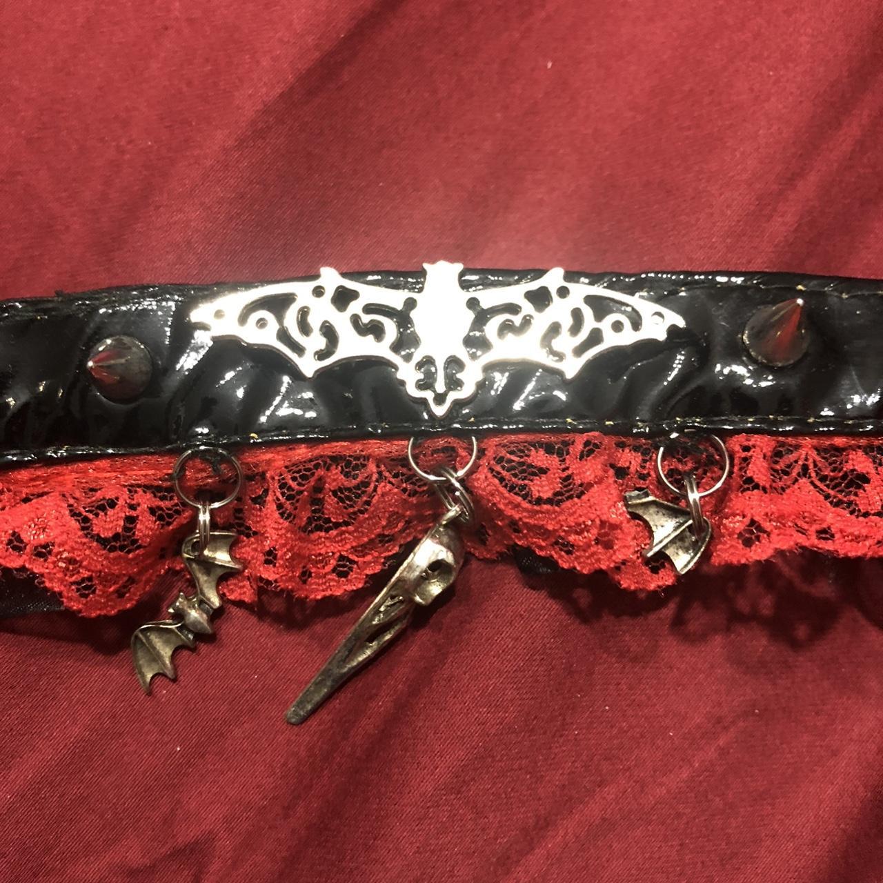 red black bat goth choker - one bat charm is broken... - Depop