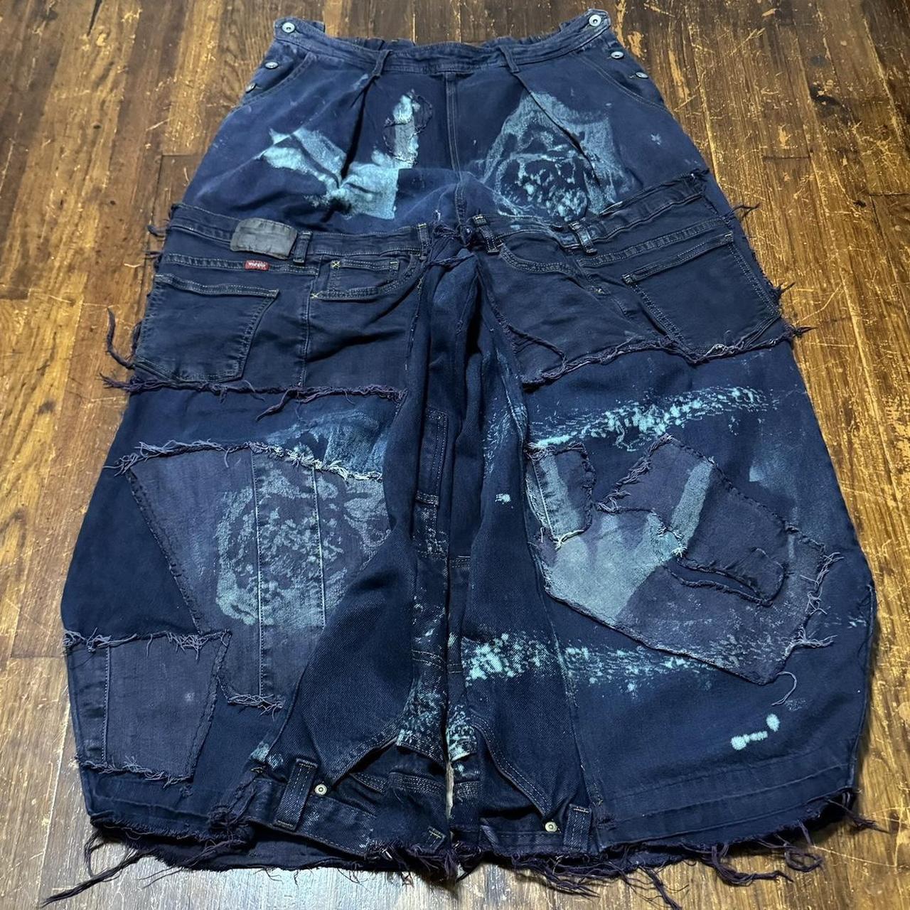 custom baggy wide leg jeans 34x29 (outseam-41) leg... - Depop