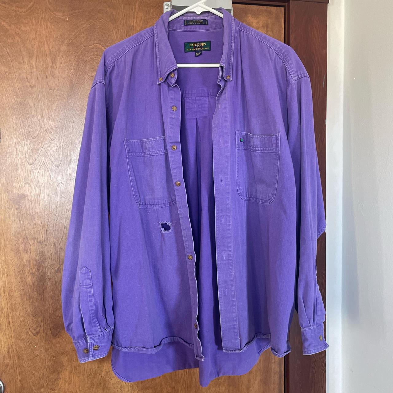 Purple button-up shirt 100% cotton | Depop