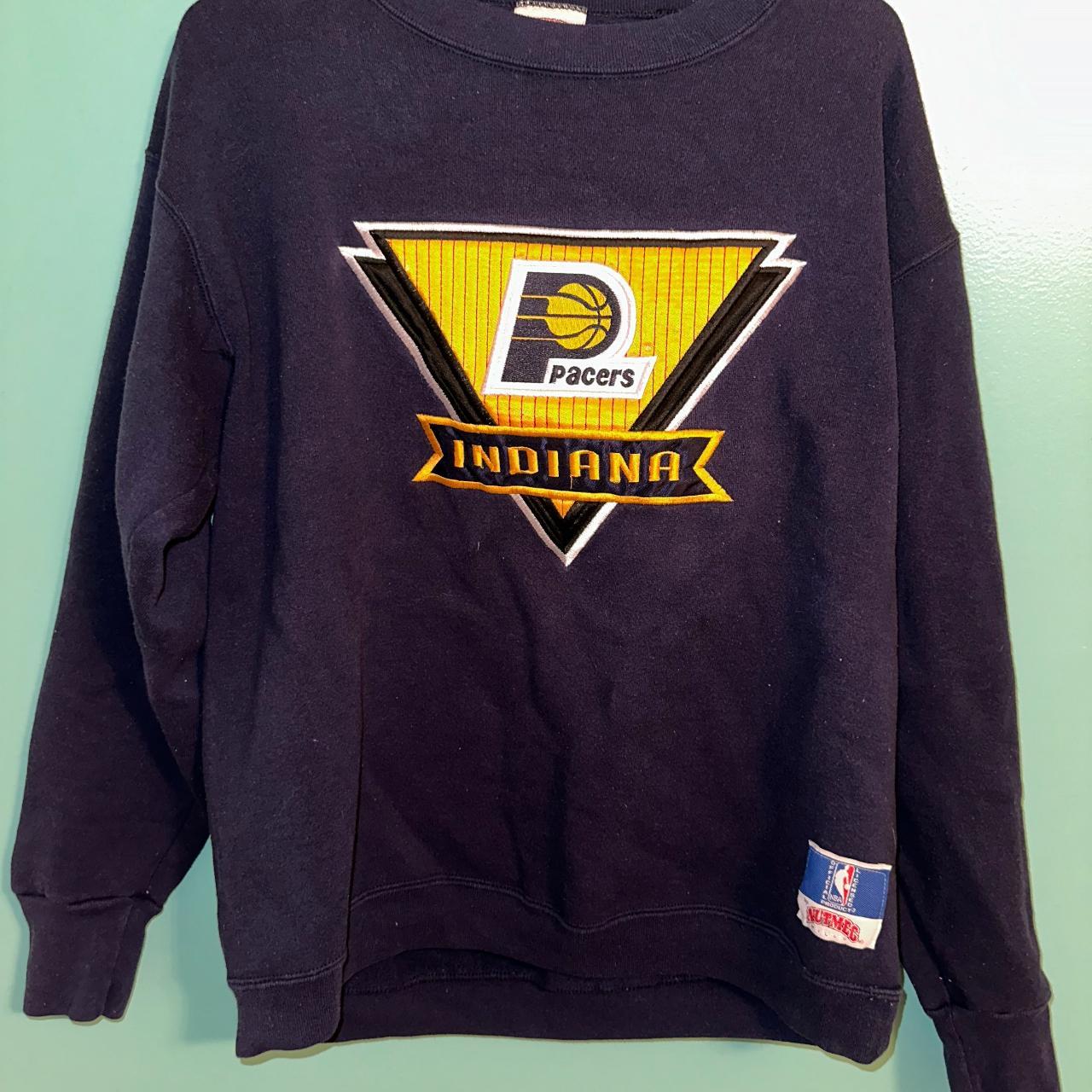 indiana pacers vintage embroidered crewneck size... - Depop