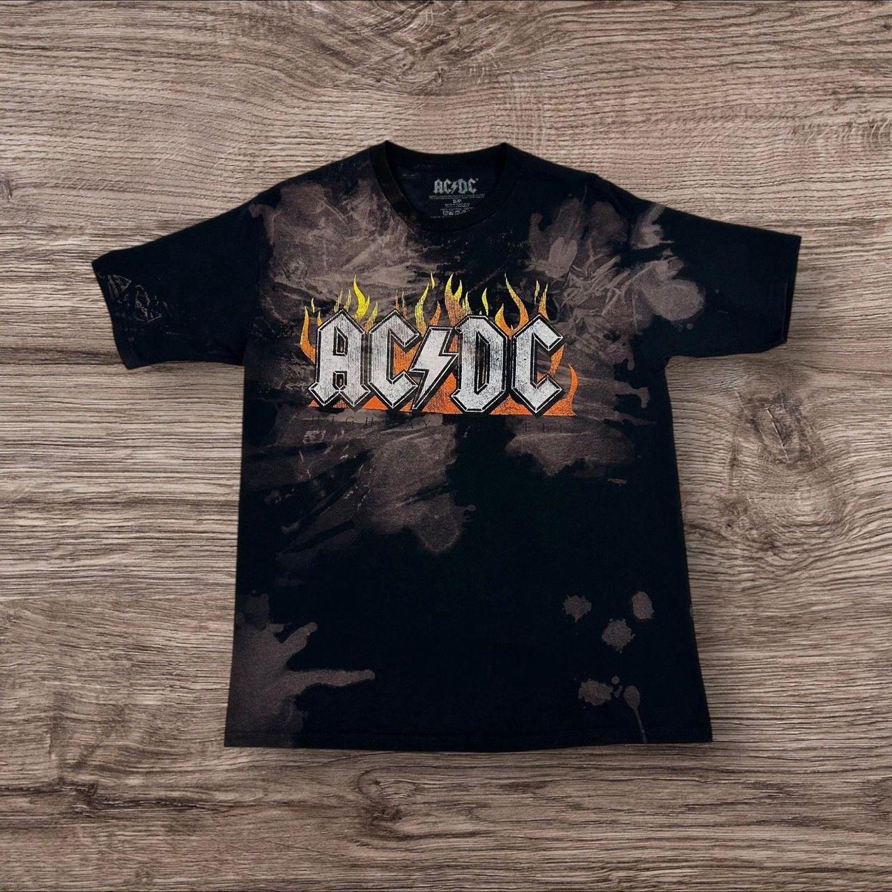 AC/DC ACDC Acid Wash Tye-Dye Concert Band Tee... | Depop