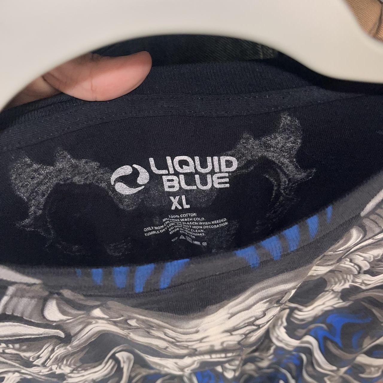 Modern Baggy Black Blue All Over Print AOP Liquid... - Depop