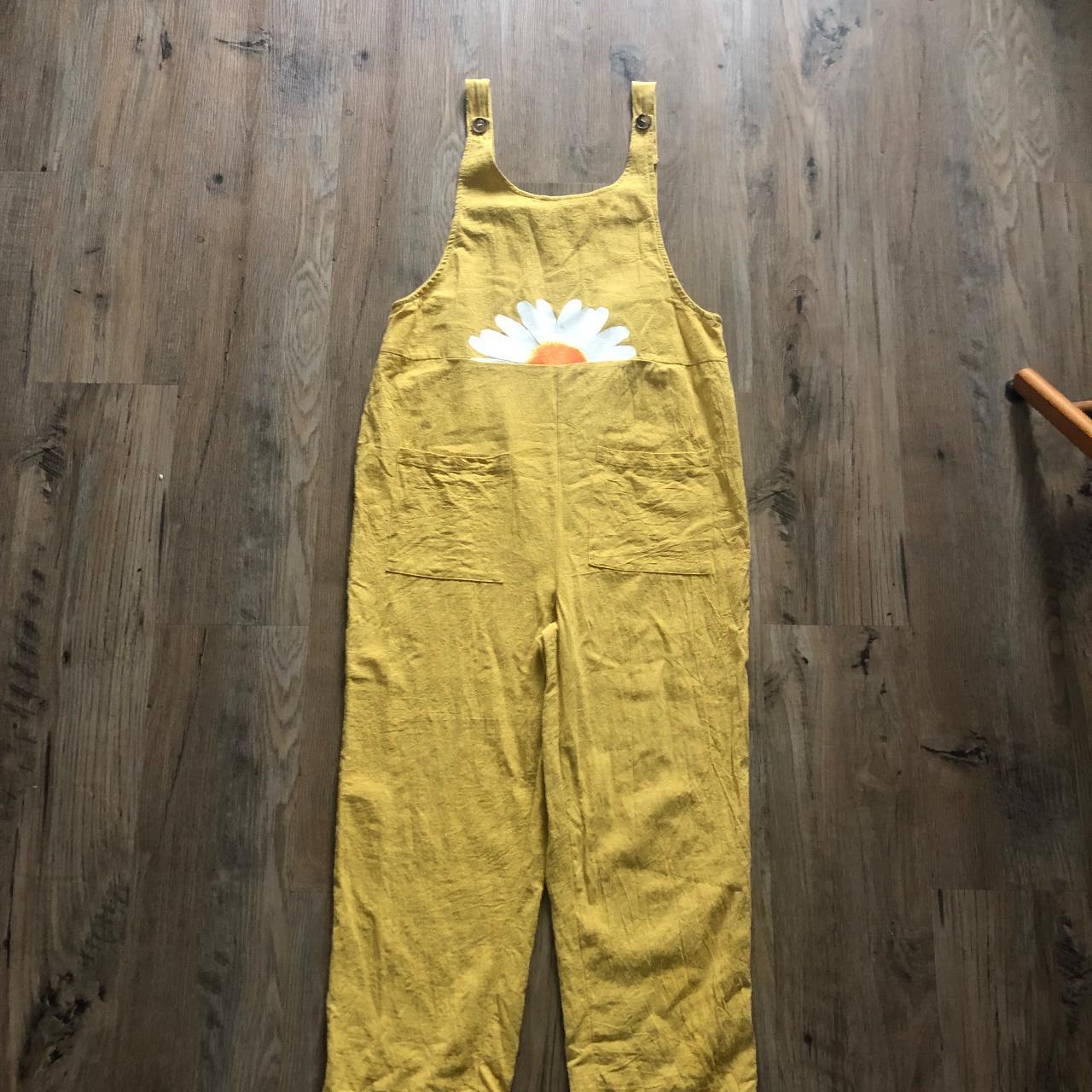 Achioowa Daisy Overalls in Yellow Adjustable buttons... - Depop