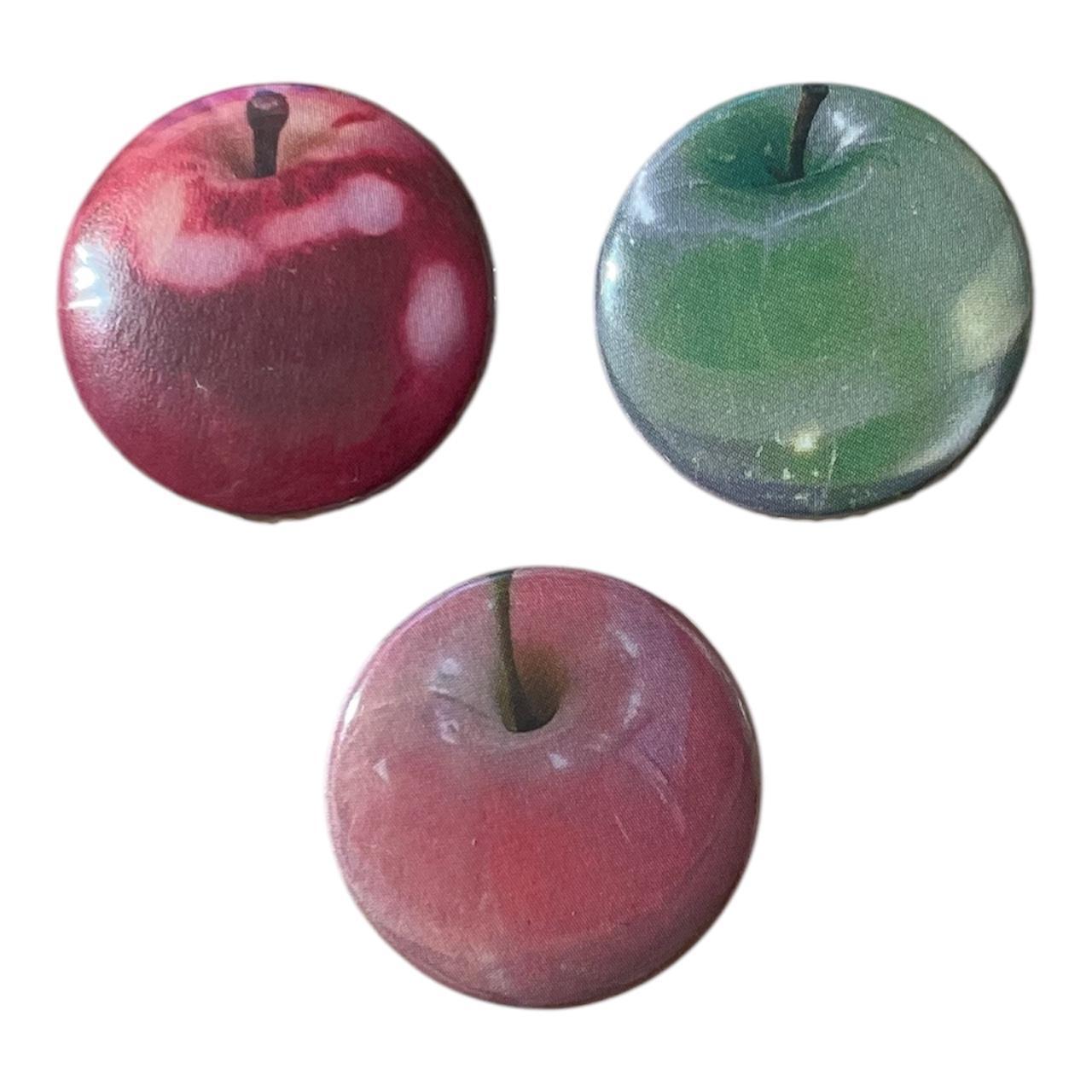 set of 3 25 mm thought daughter core apple pins pls... | Depop