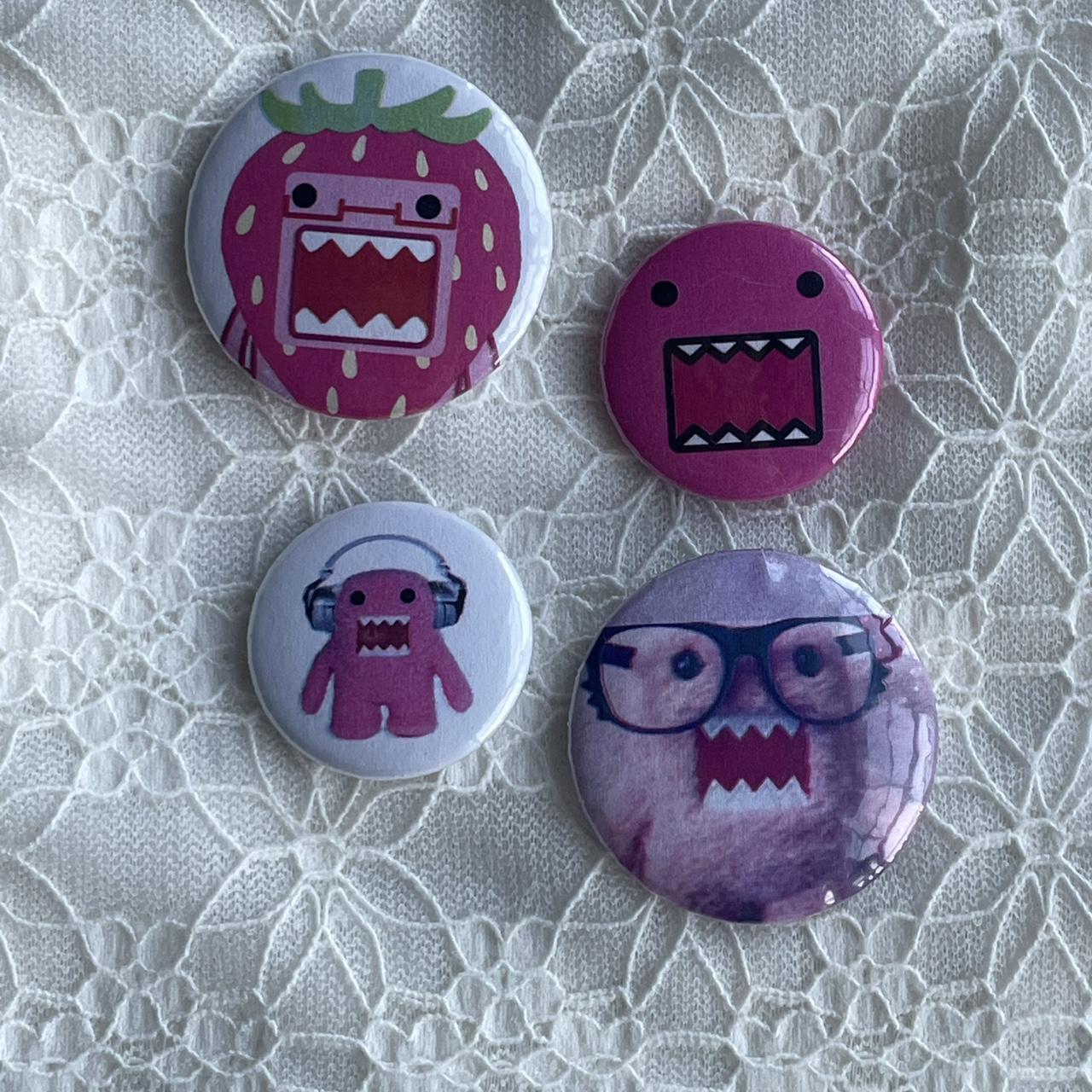 2 25 mm and 2 32 mm domo-kun y2k retro pin badges... | Depop