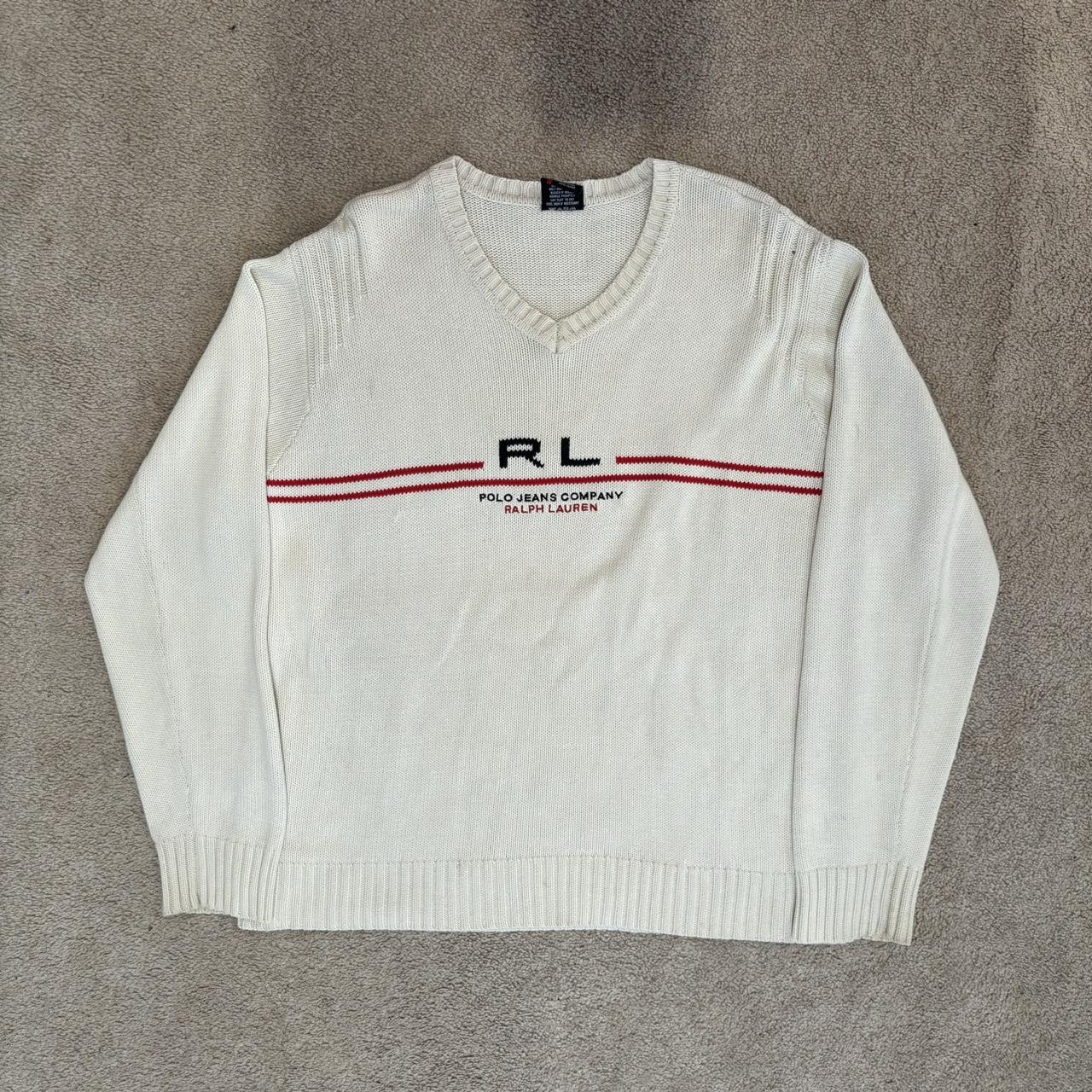 vintage 90s ralph lauren polo jeans cream... - Depop