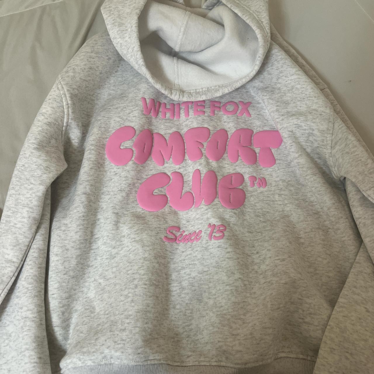 Grey and pink White Fox Comfort Club hoodie Wore... | Depop