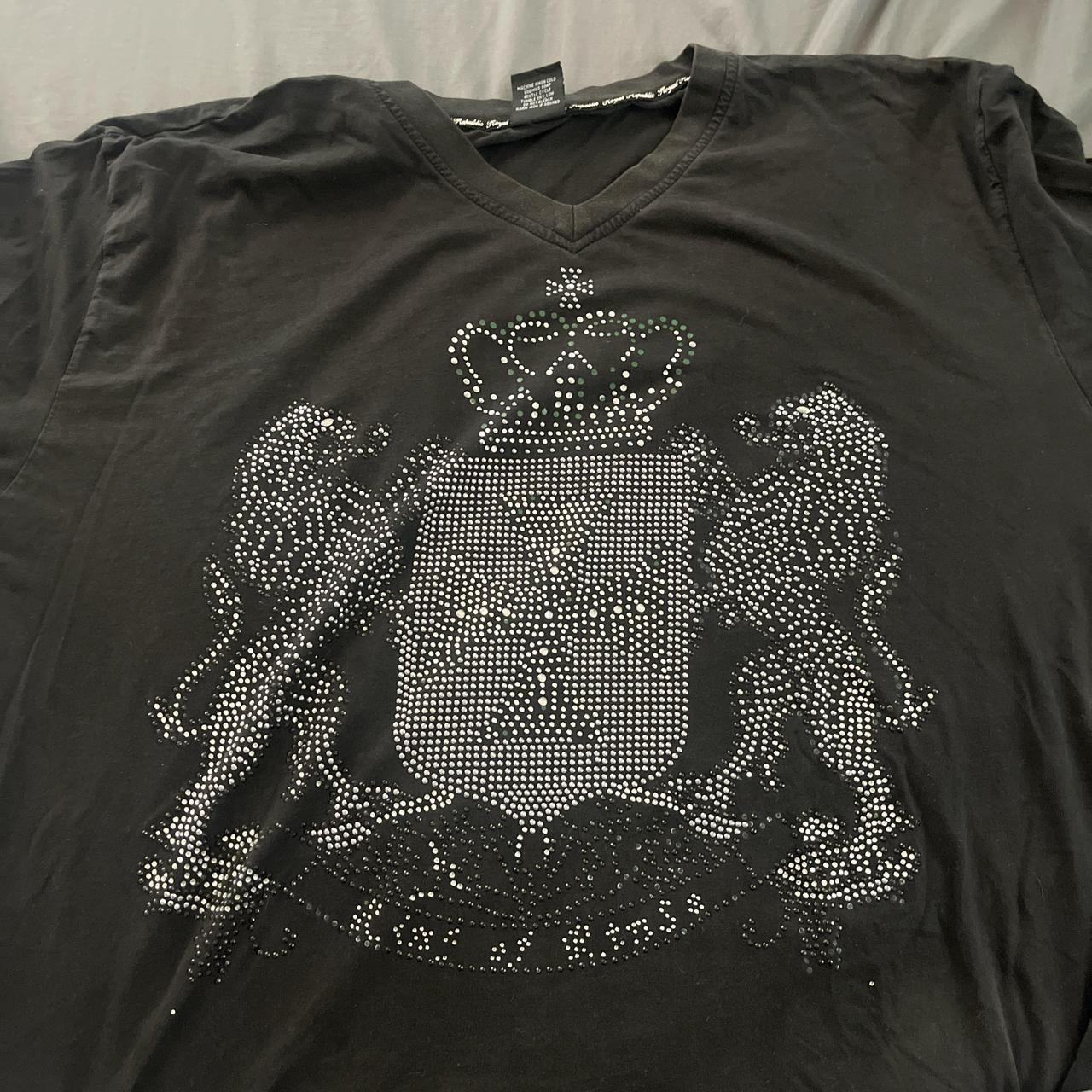 royal republic unisex y2k rhinestone tee - Depop