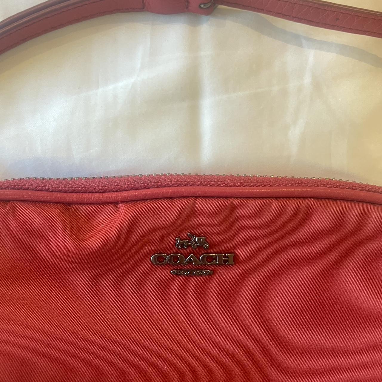 Coach Red Nylon Bag with silver hardware. Leather... | Depop