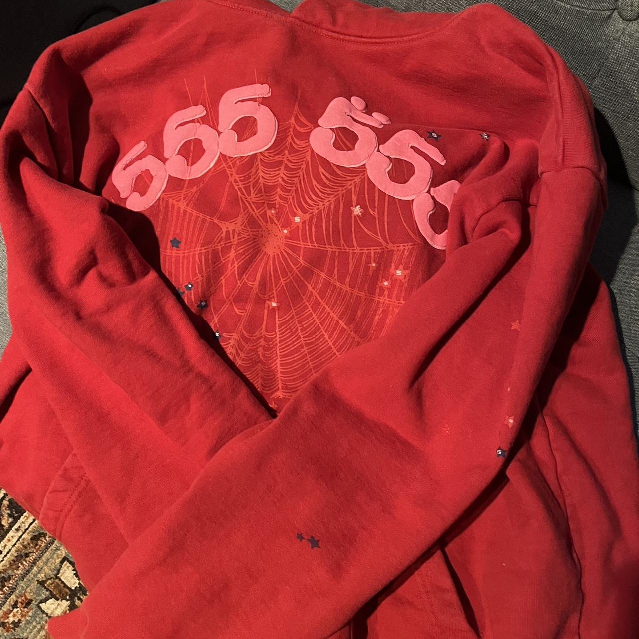red sp5der 555 hoodie ! great condition worn a... - Depop