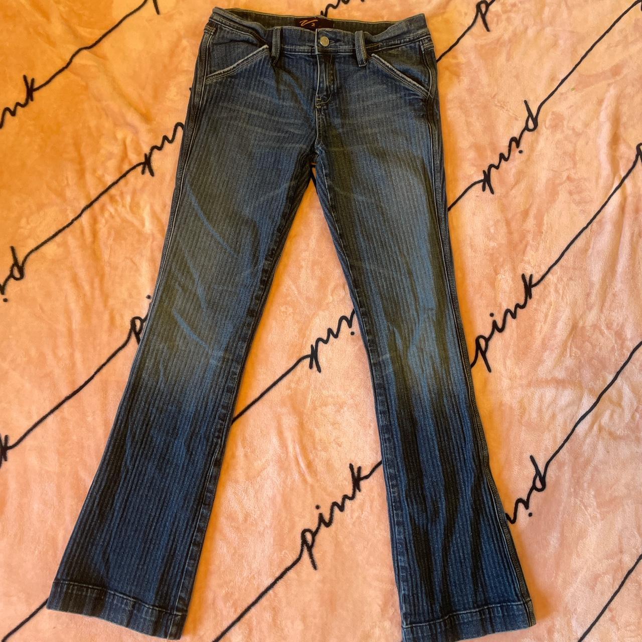 Women’s Vintage Low Rise Flared Pin Stripped Y2K... | Depop