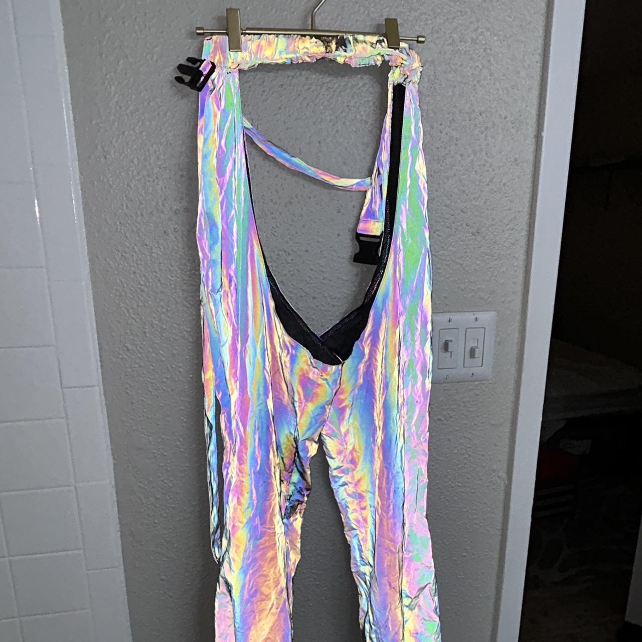 iHeartRaves reflective assless chaps and bra set,... | Depop