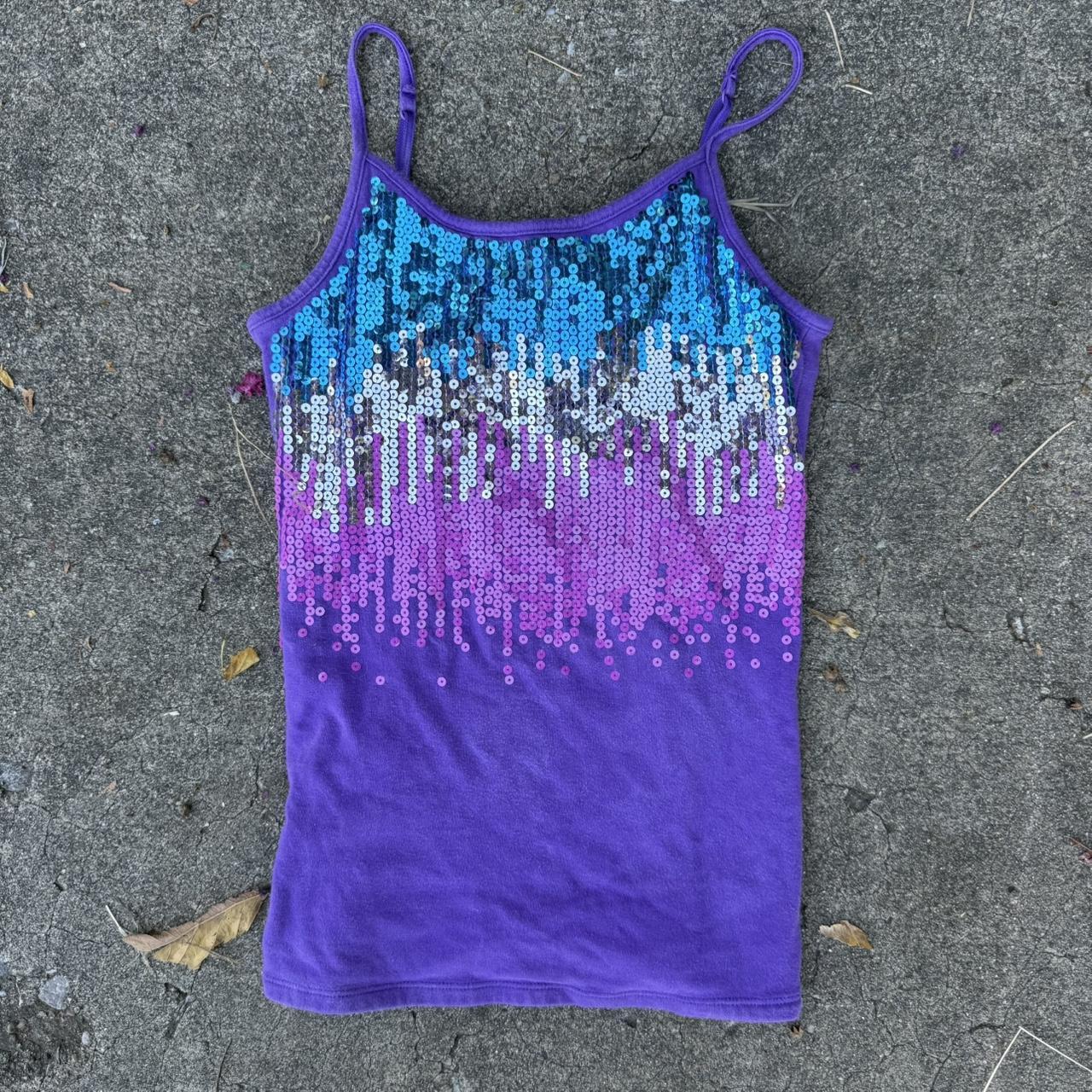 Y2K 2000s purple Justice sequin cami youth 12-... | Depop