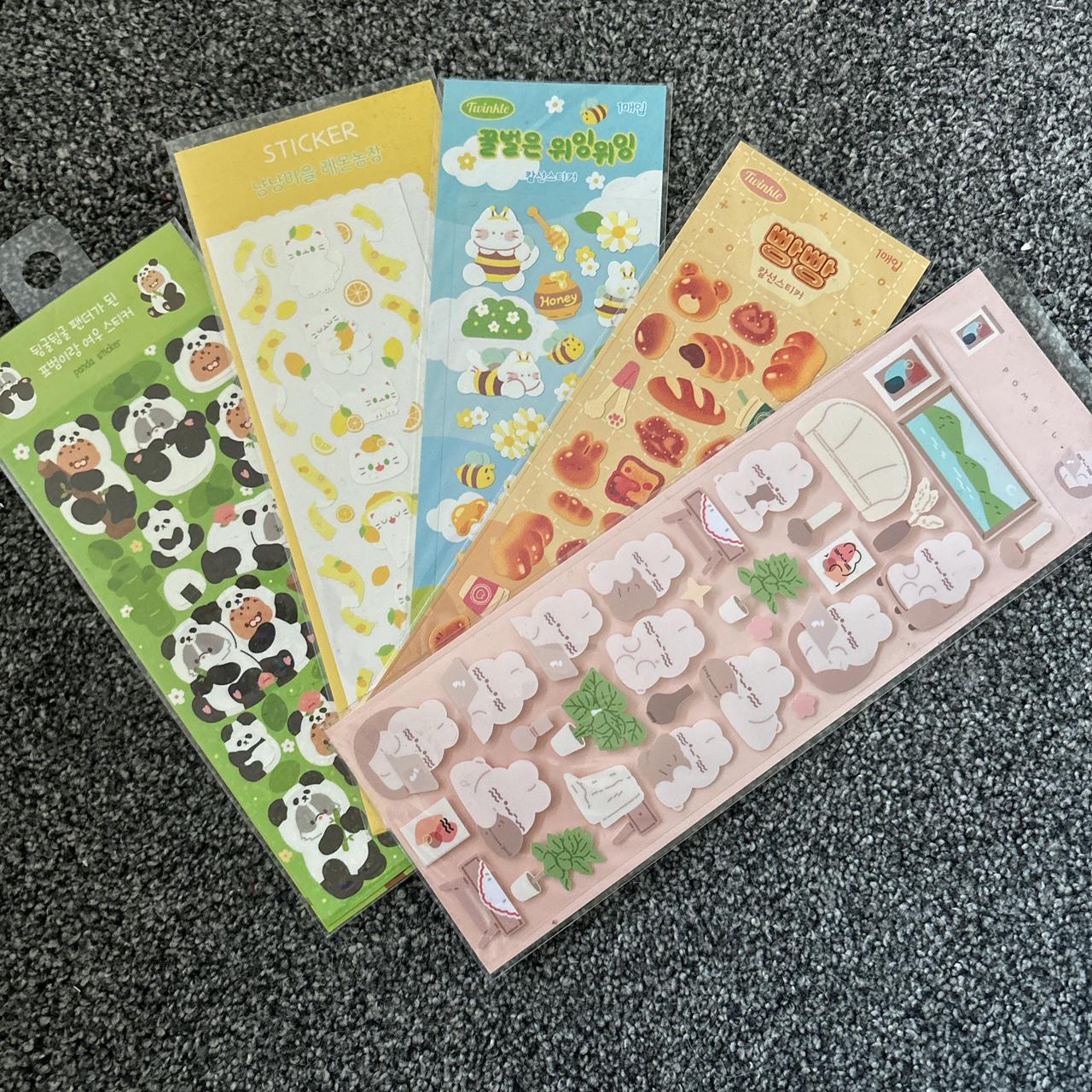 korean sticker sheet set! all unused & still sealed!... | Depop