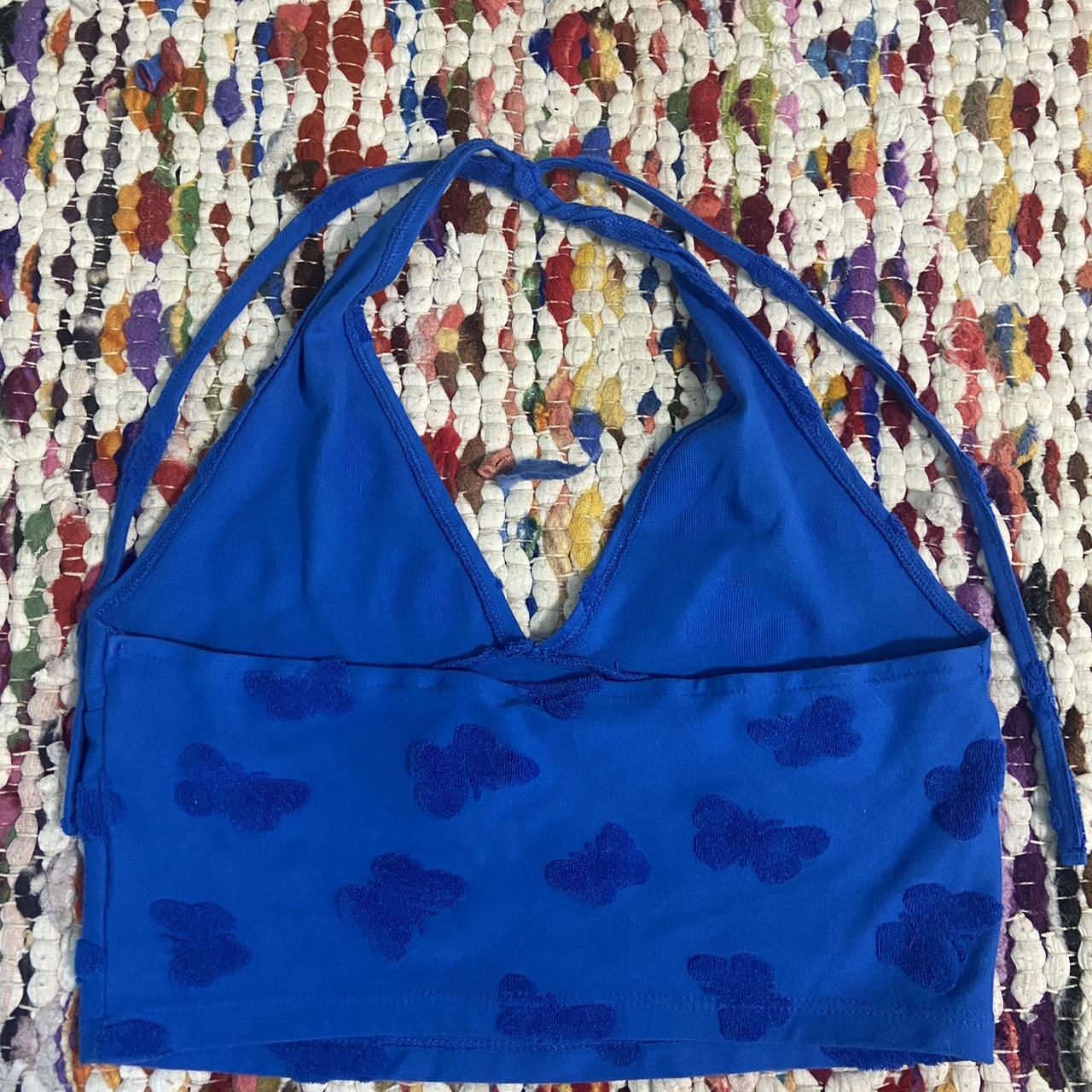 Blue butterfly halter top, worn once #pacsun... - Depop