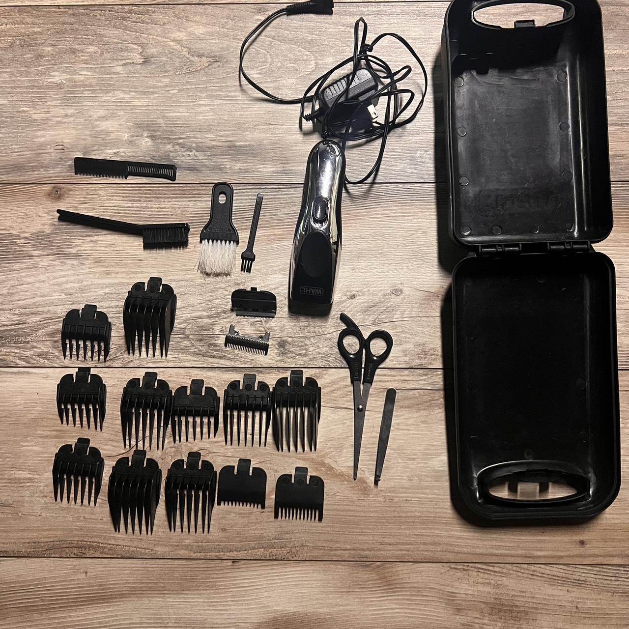 Black clippers and scissors for trimming and styling... - Depop