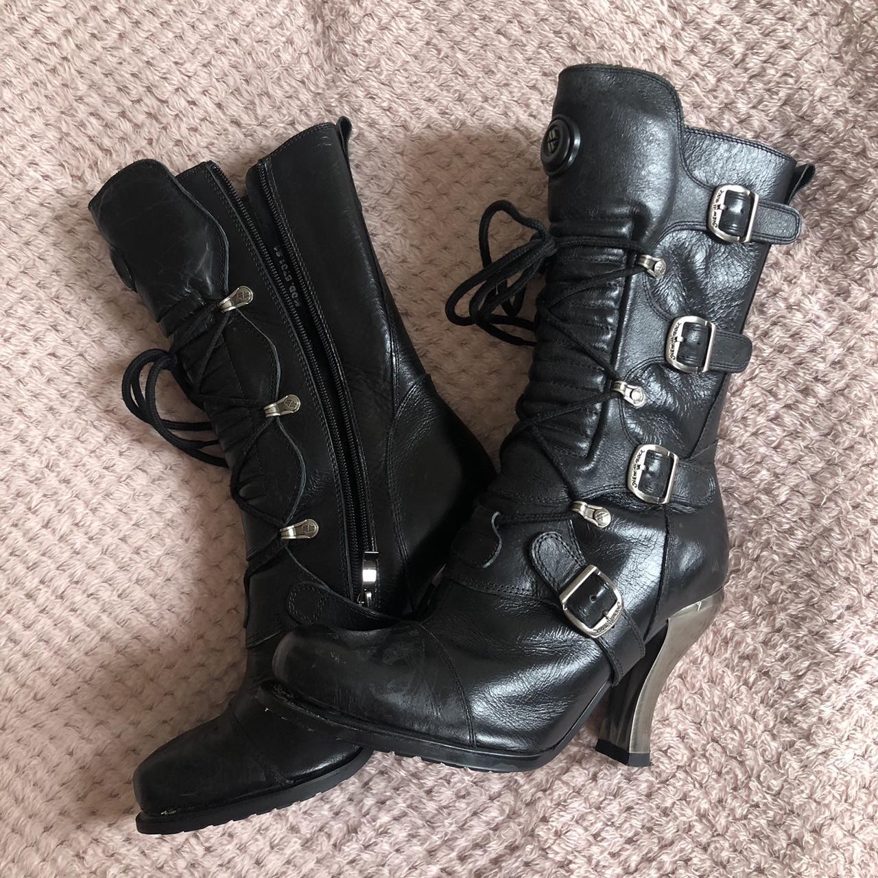 New Rock Women's Black Boots | Depop