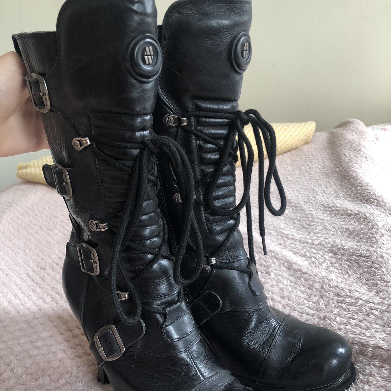 New Rock Women's Black Boots | Depop