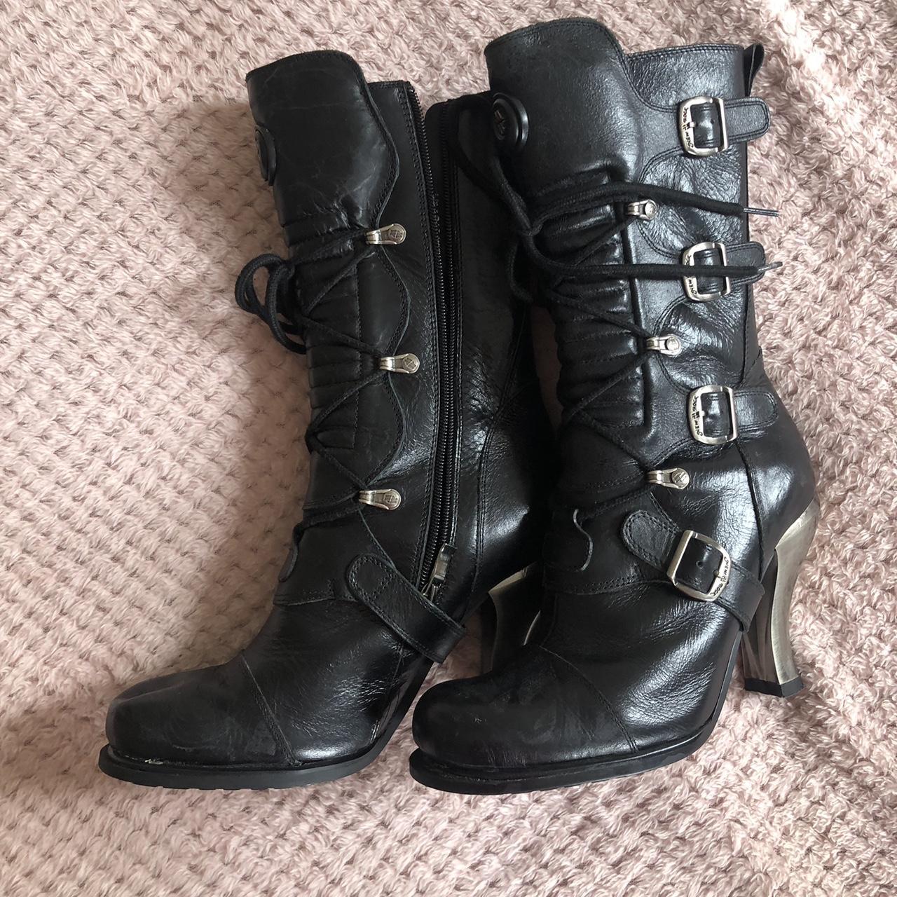 New Rock Women's Black Boots | Depop
