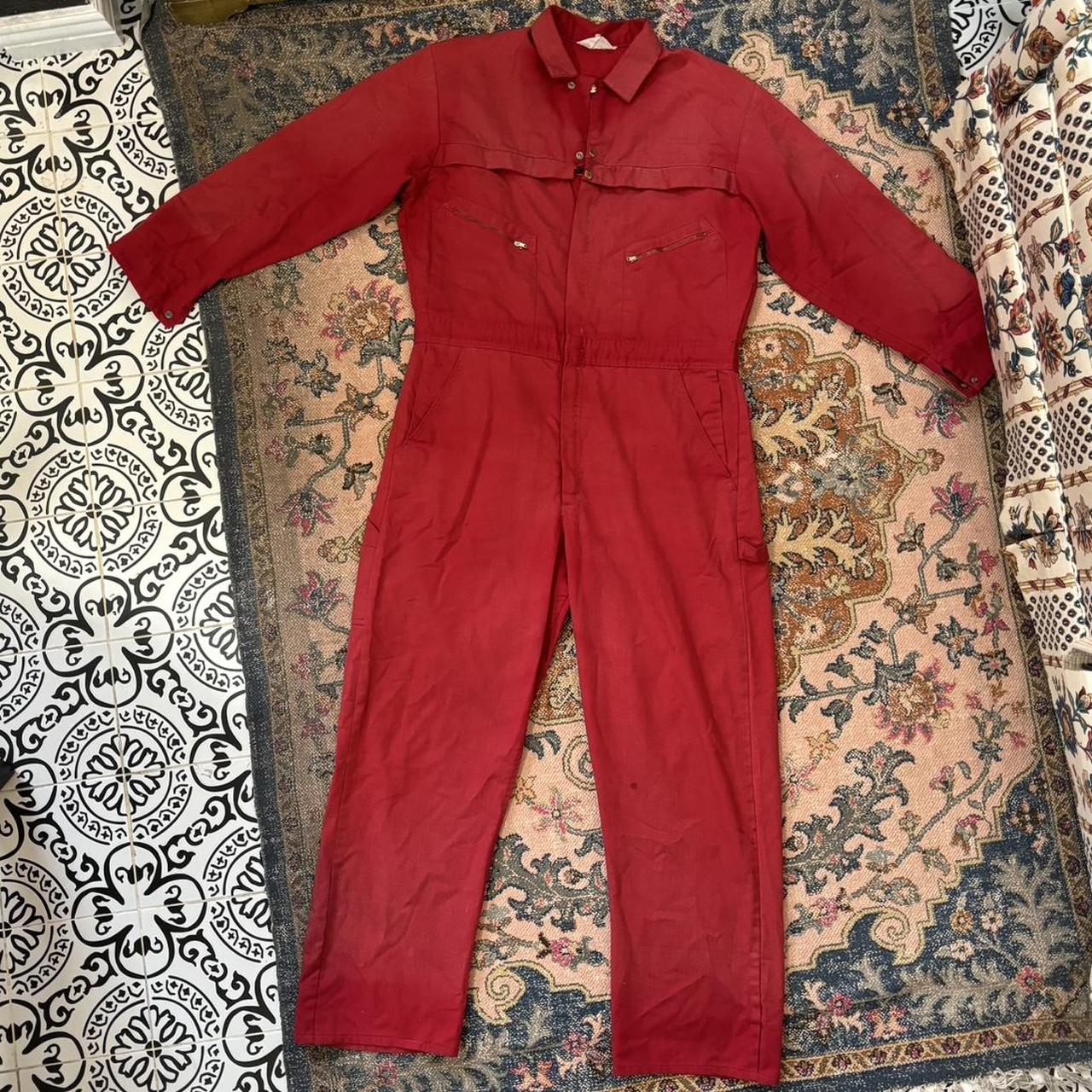 Red Coveralls Vintage 70s Size L/XL, made in... | Depop