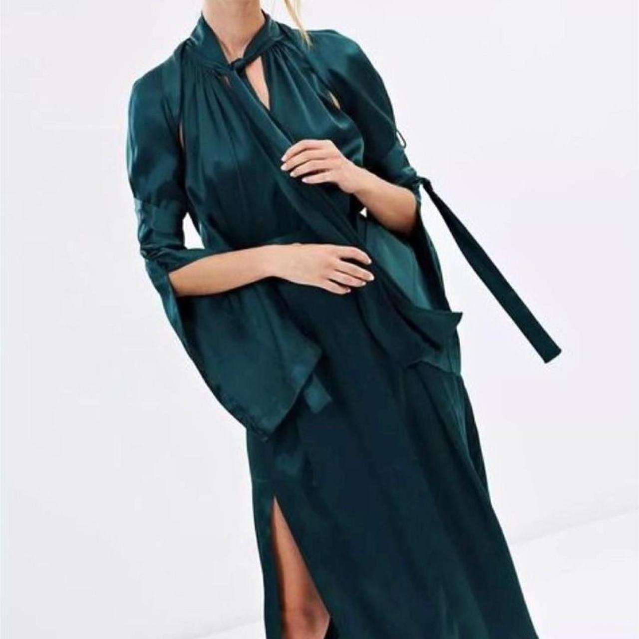 KITX long sleeve silk dress in emerald green Size... | Depop