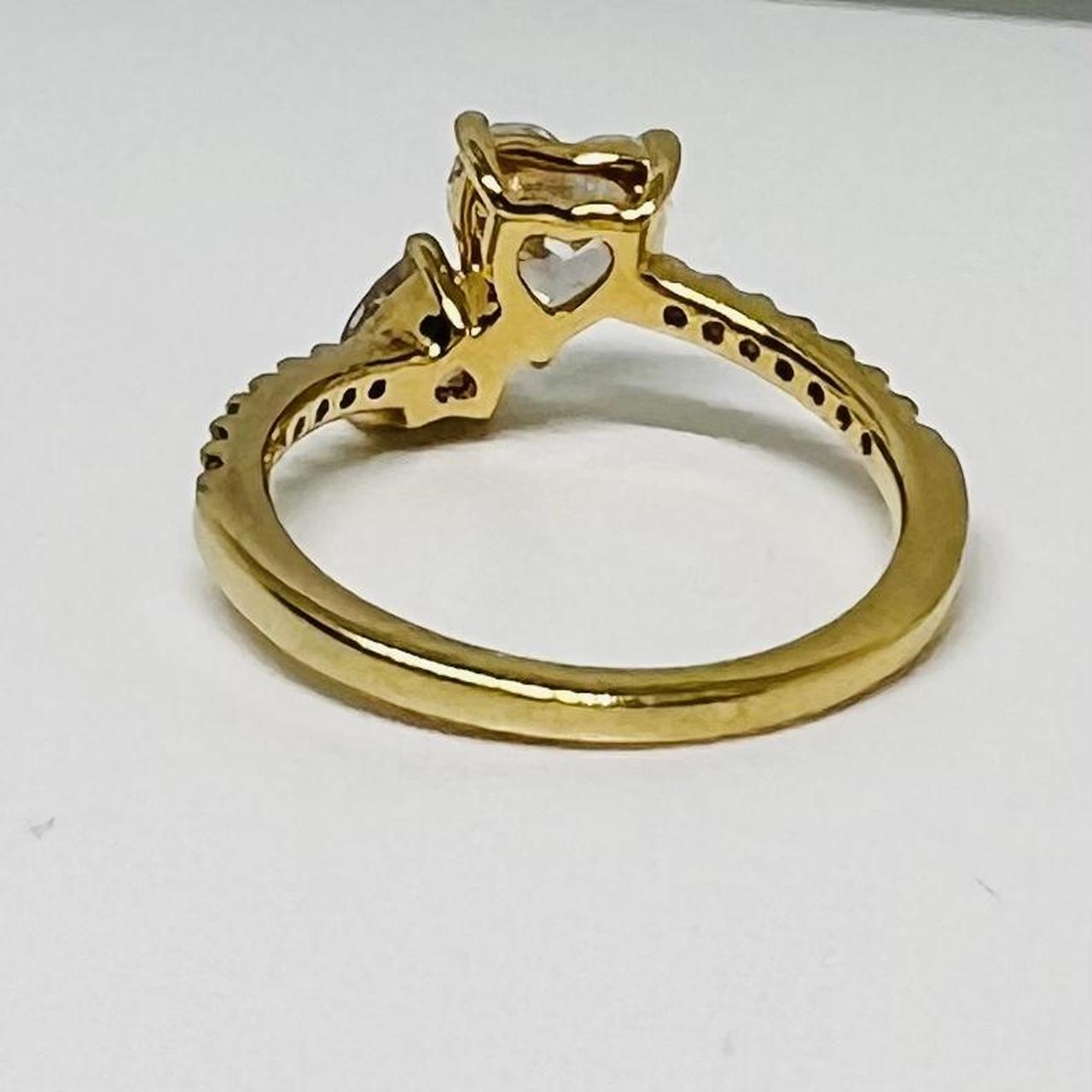 Pandora Double heart sparkling ring In excellent... - Depop
