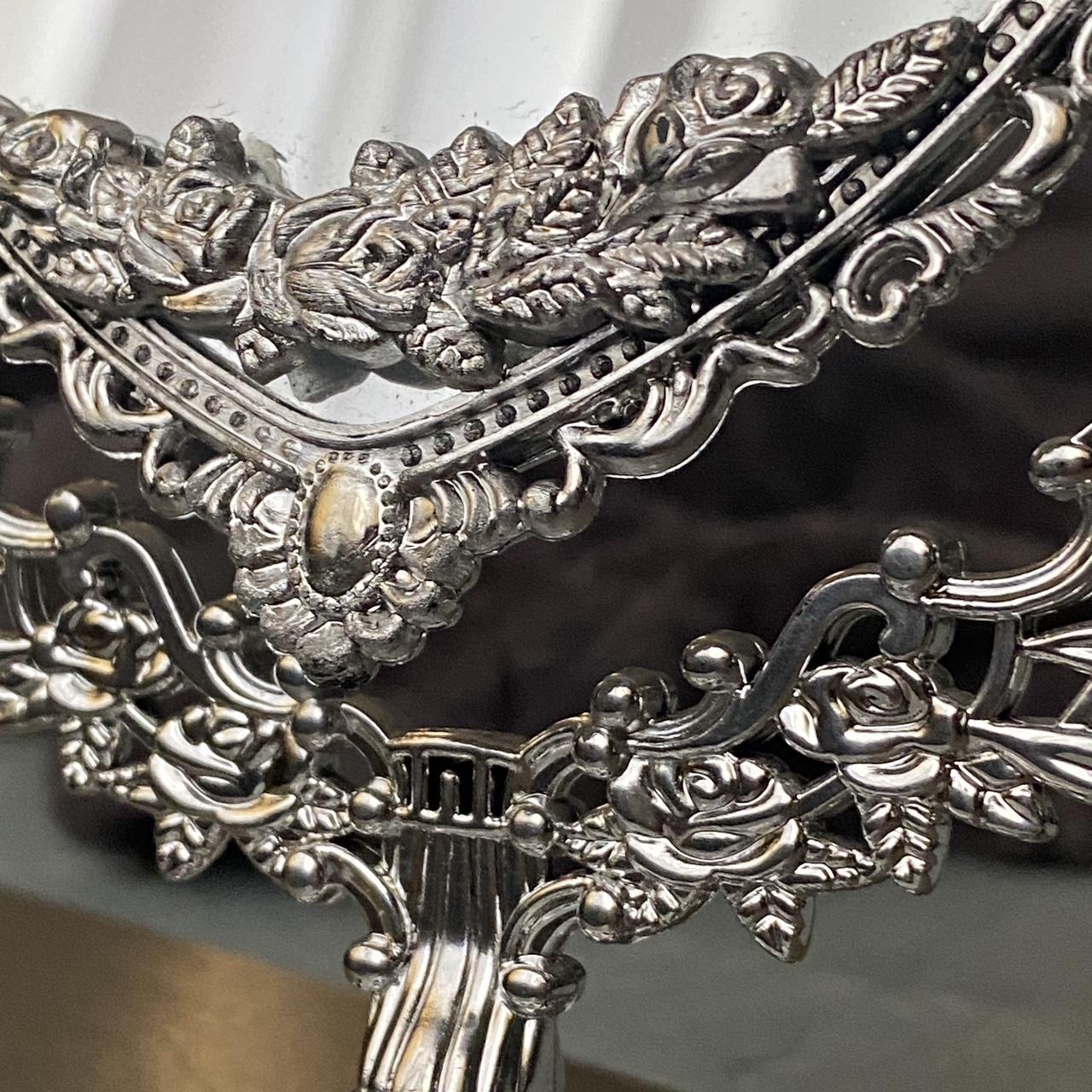 Silver heart mirror with stand. Bought from Shein so... - Depop