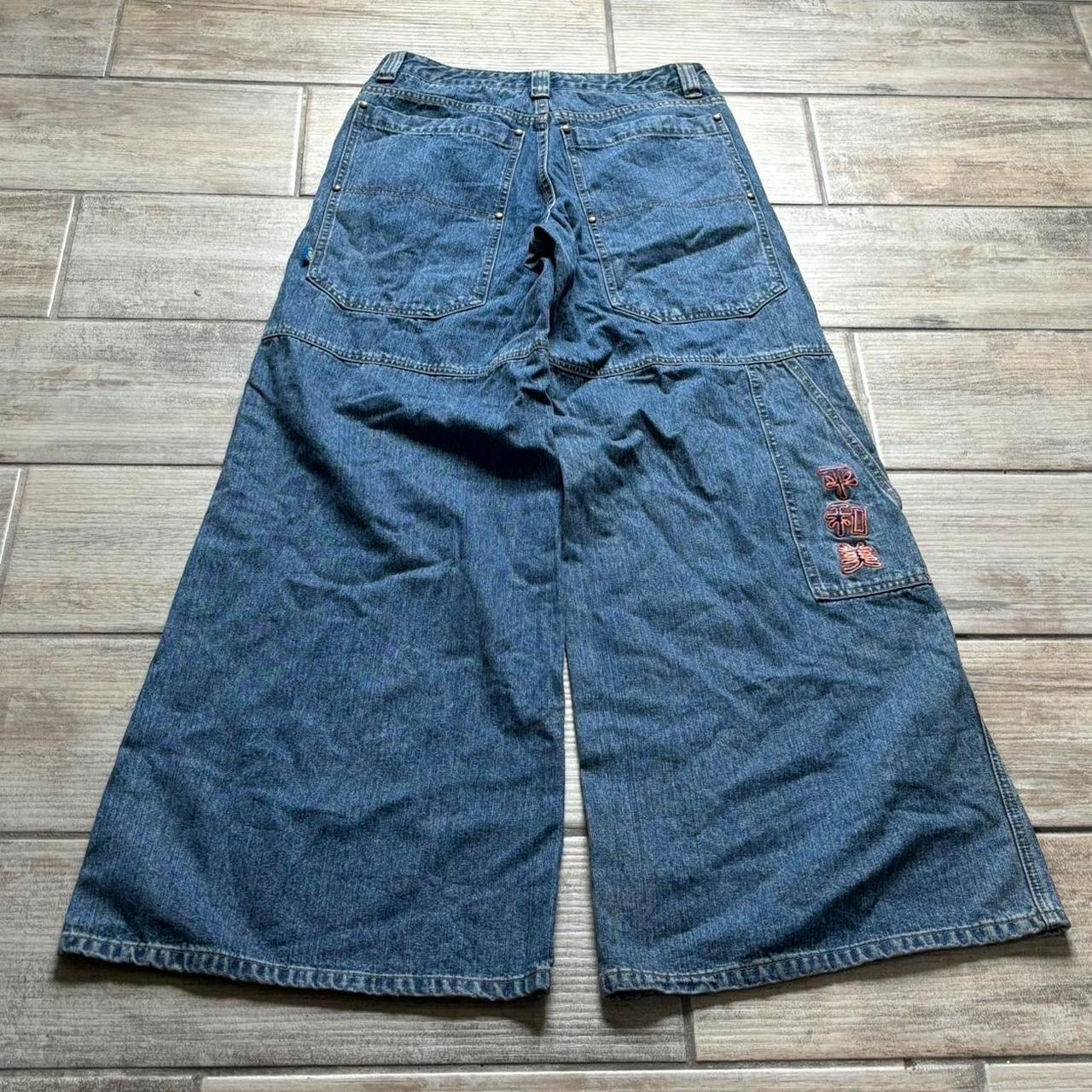 JNCO Men's Blue Jeans y2k JNCO Style Rave Wide Leg... - Depop