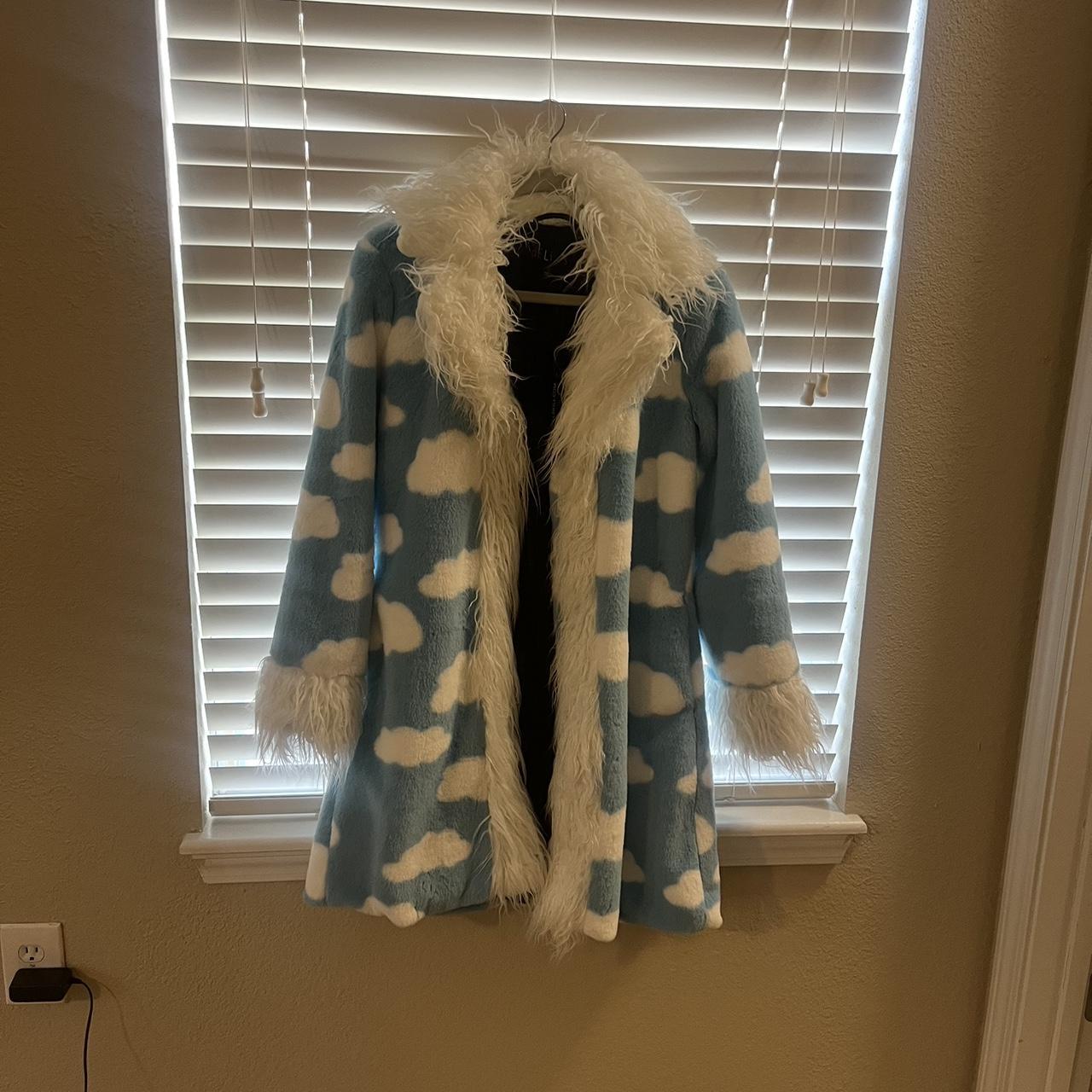 Small Delia’s Blue Cloud Rave Coat - Depop