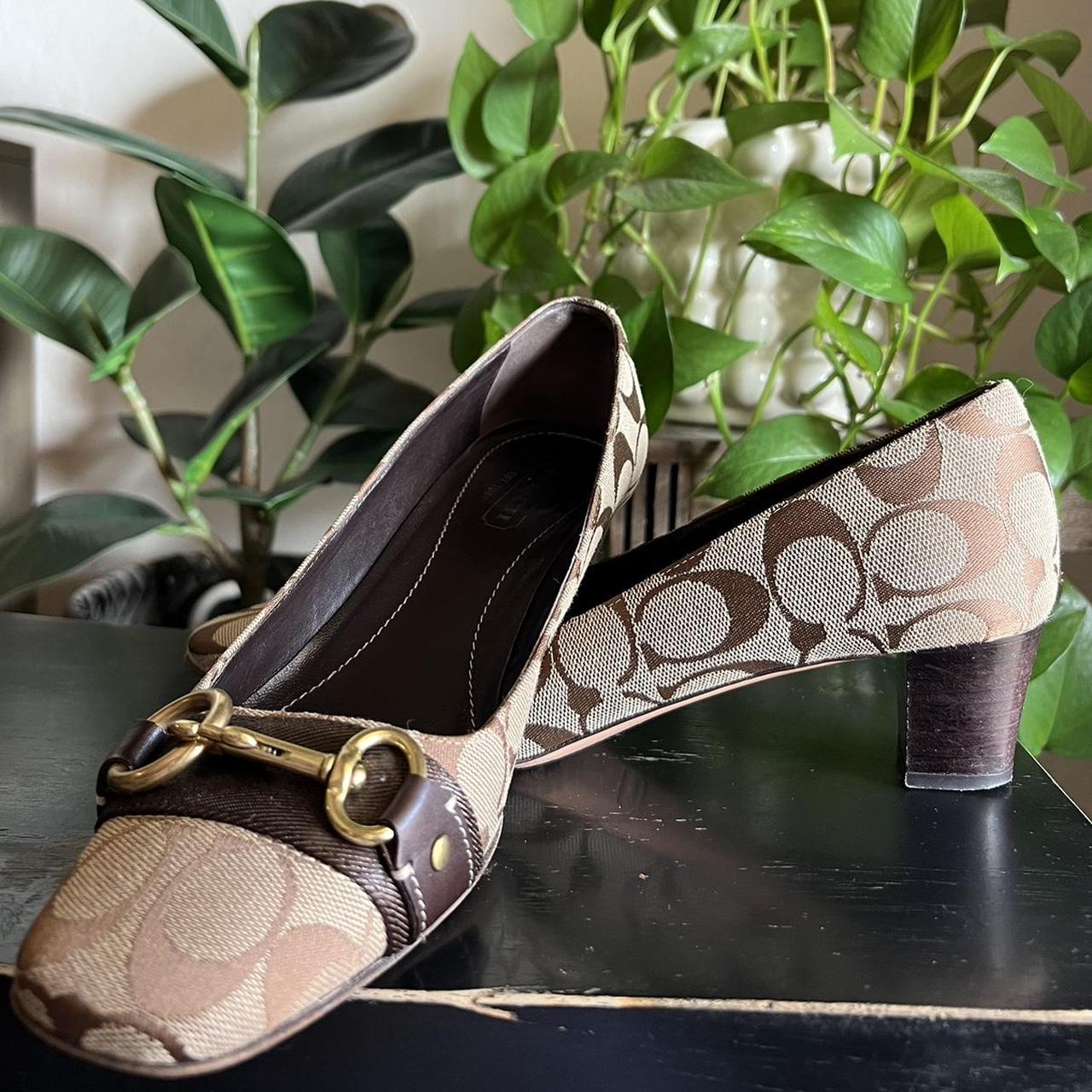 Vintage Coach Signature Heels w/ Clasp Detail - Size... - Depop