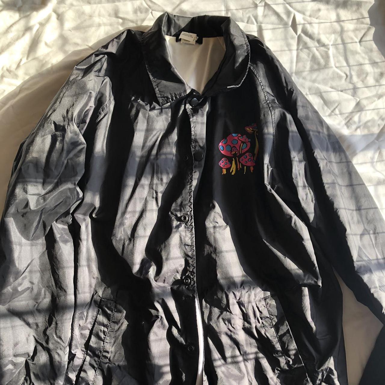 size large windbreaker with trippy mushrooms the... - Depop