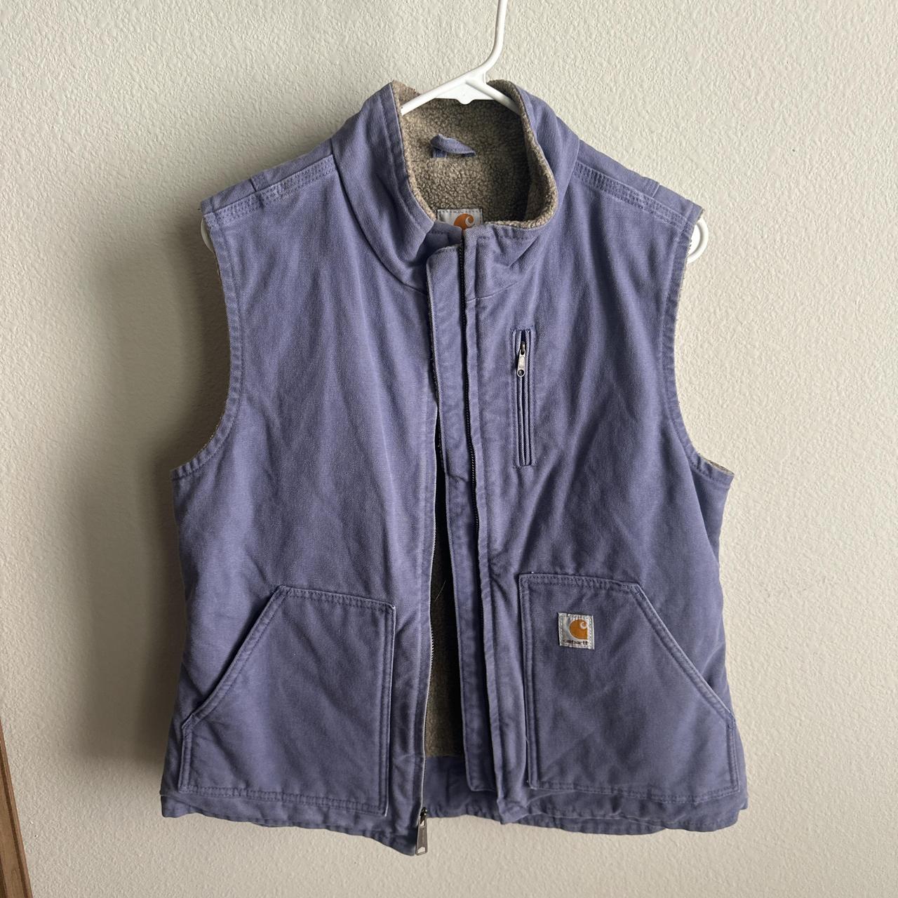 Carhartt blue vest with fleece lining Condition:... - Depop