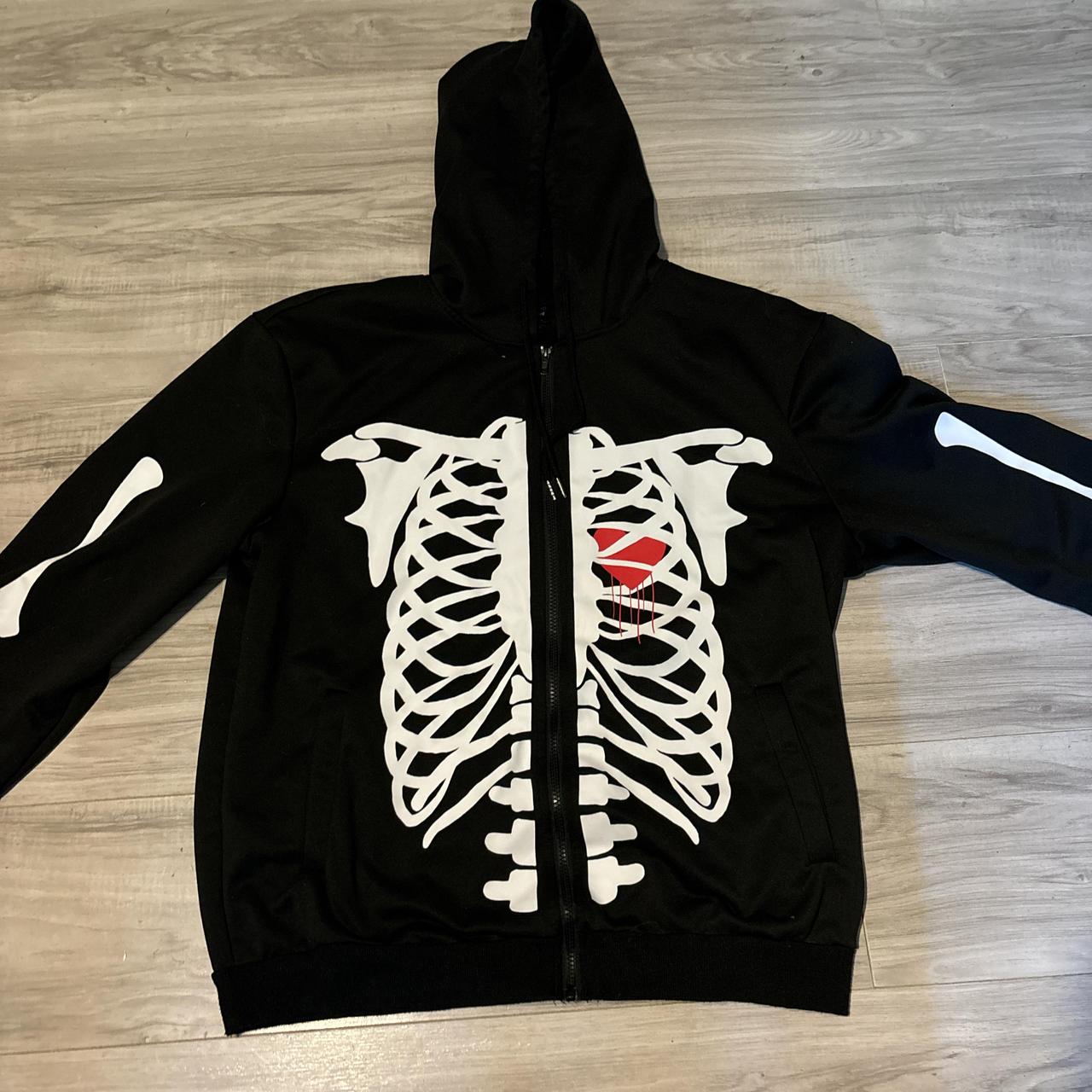 Skeleton zip up... - Depop