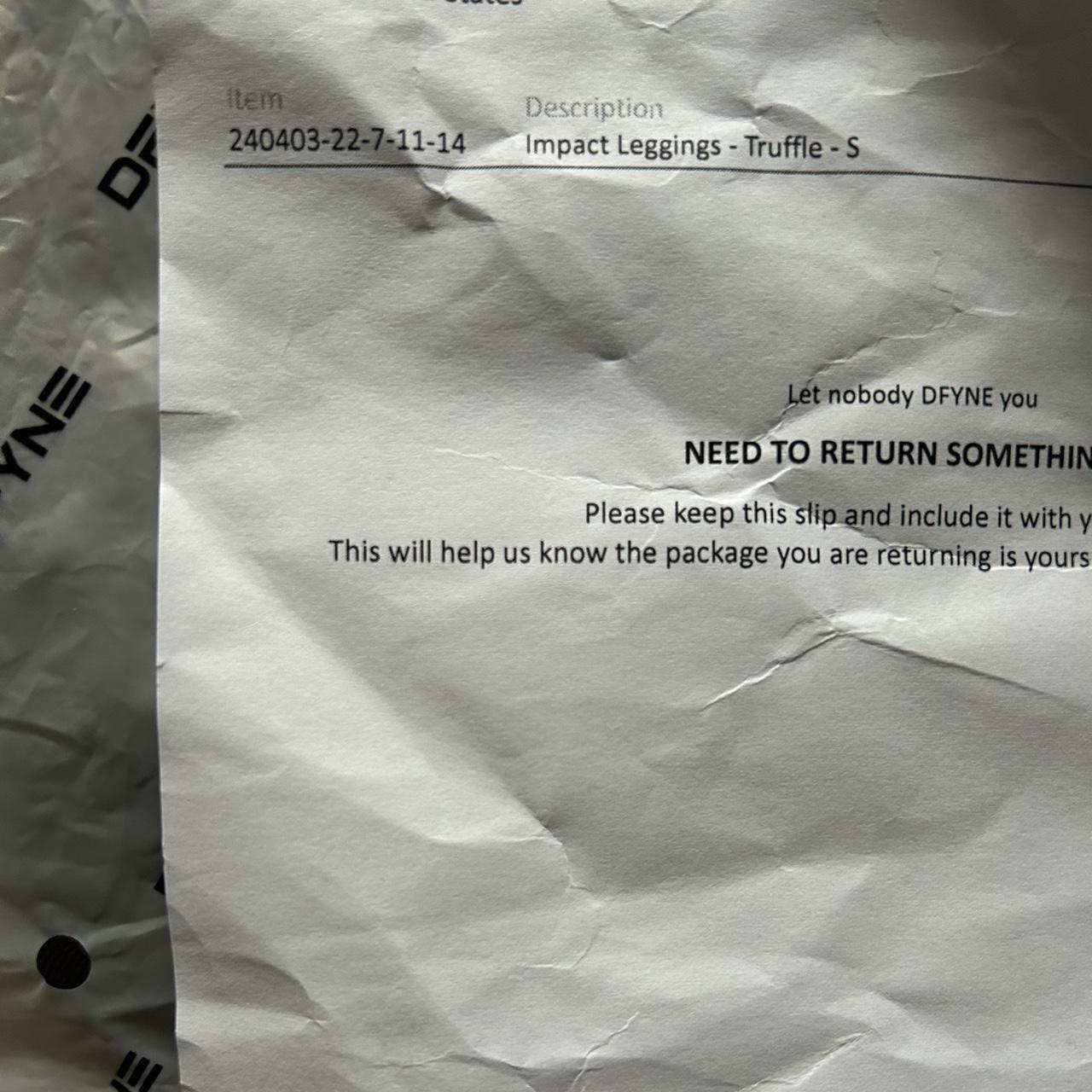 dfyne truffle leggings UNOPENED size small invoice... | Depop