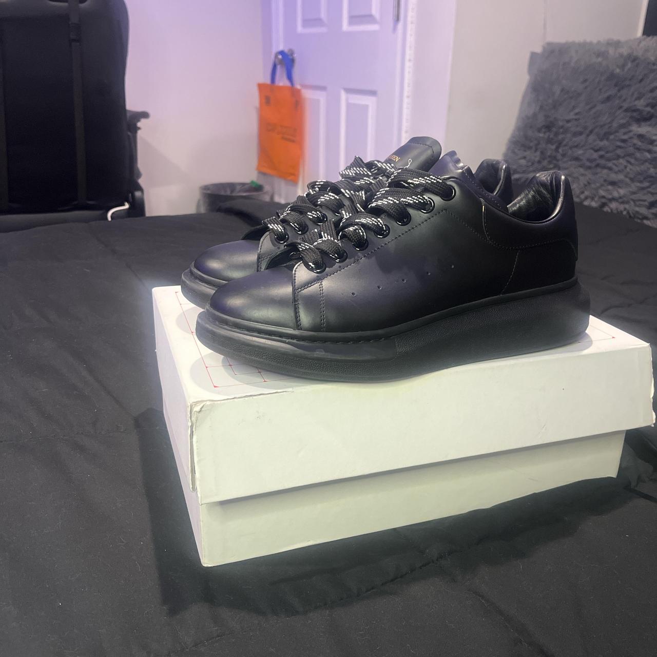 ALEXANDER MCQUEEN All Black Oversized Shoe (Laces... | Depop