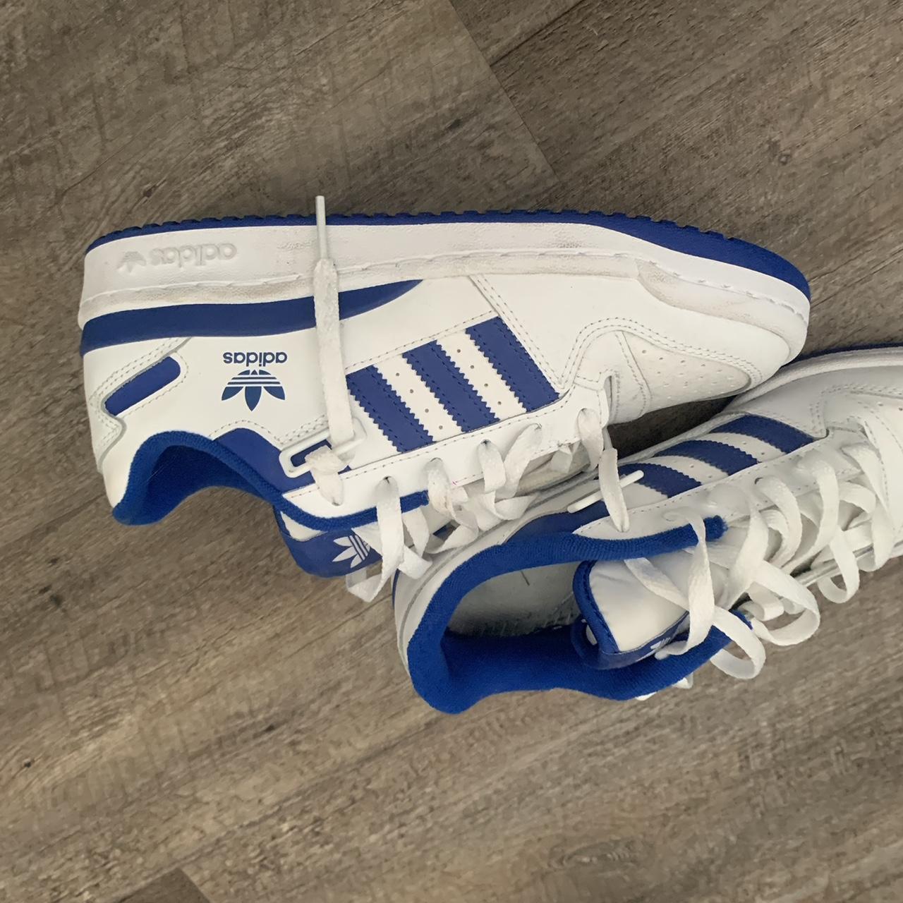 Blue and white adidas - Depop