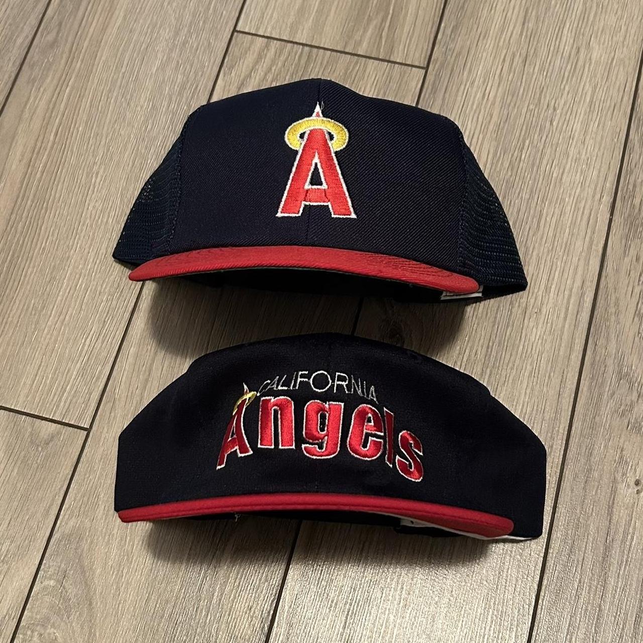 Vintage 90s California Angels MLB Trucker Hat &... - Depop