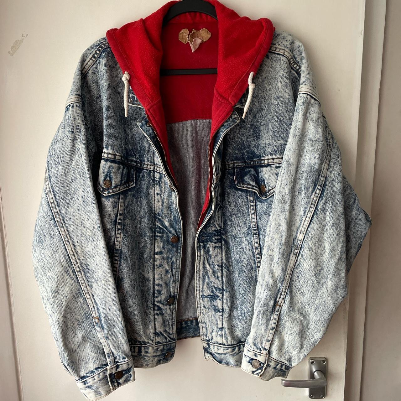 Oversized heavy Vintage Denim Jacket Acid wash denim... - Depop