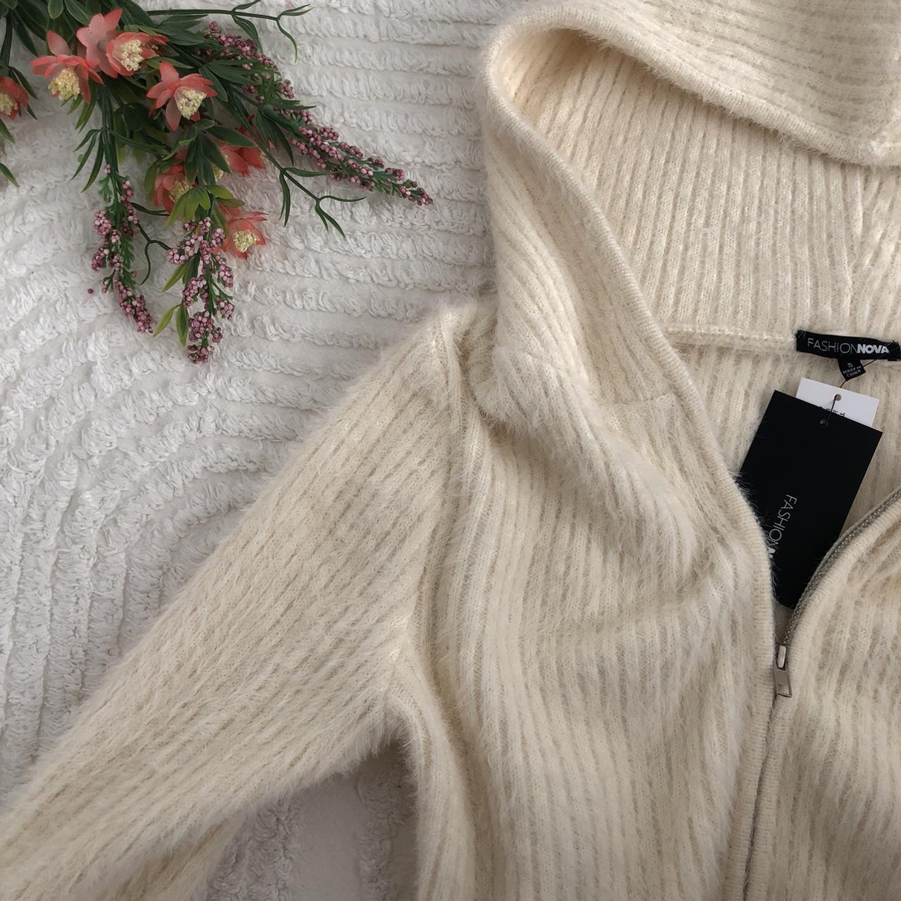 Cream White Fluffy Knit Jacket Fluffy Fuzzy Furry... - Depop