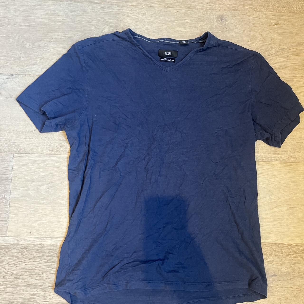 Hugo Boss Mens Blue Tee - Depop