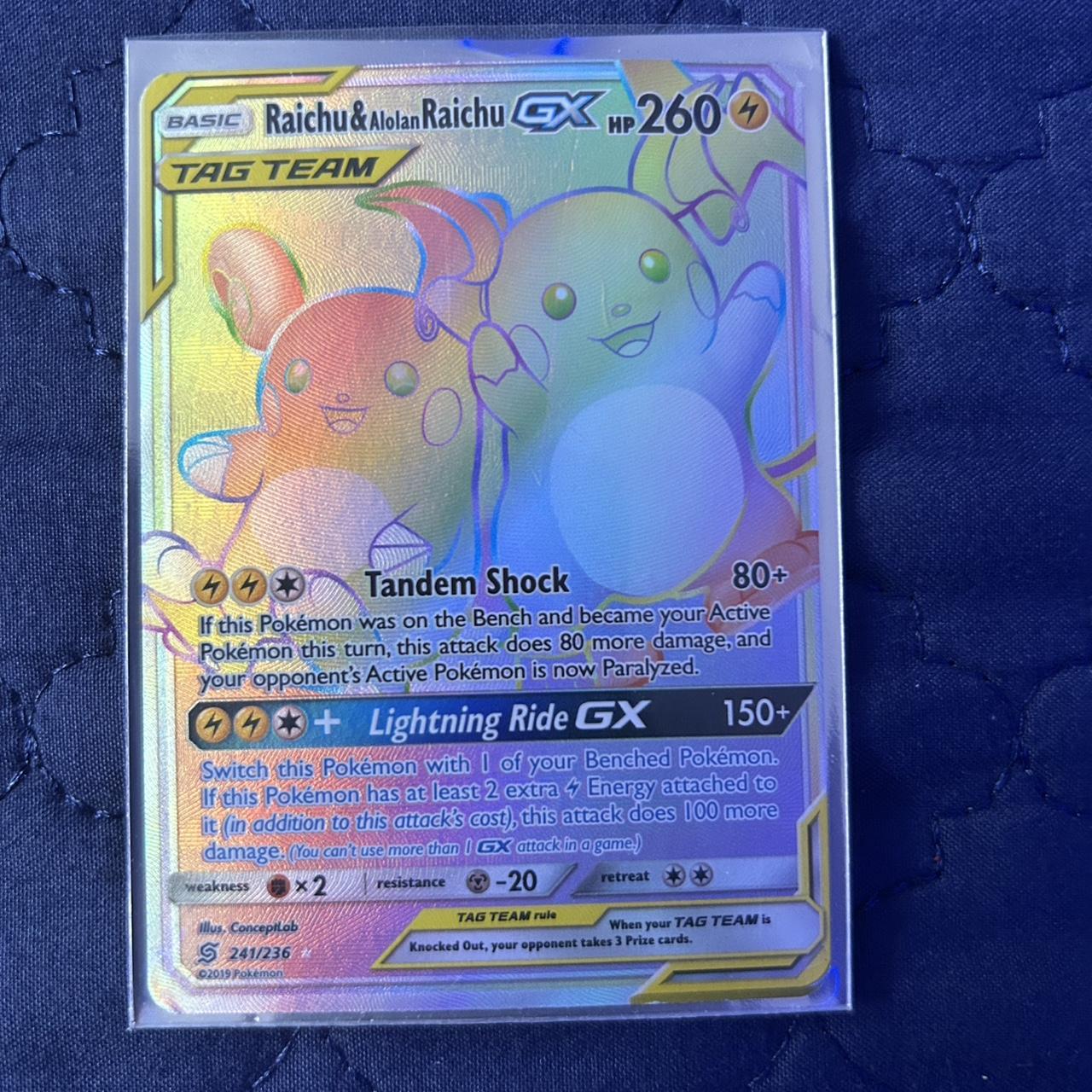 Pokémon TCG Sun & Moon Rainbow Rare Raichu & Alola... | Depop