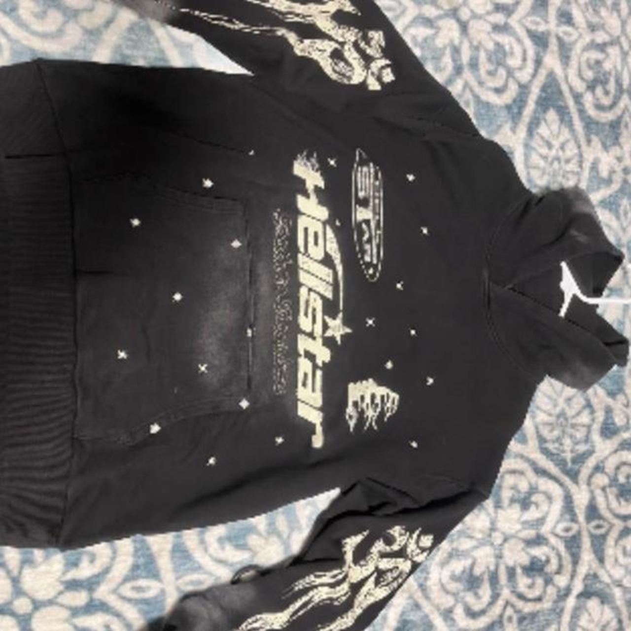 Black and white hellstar hoodie with rhinestones and... - Depop