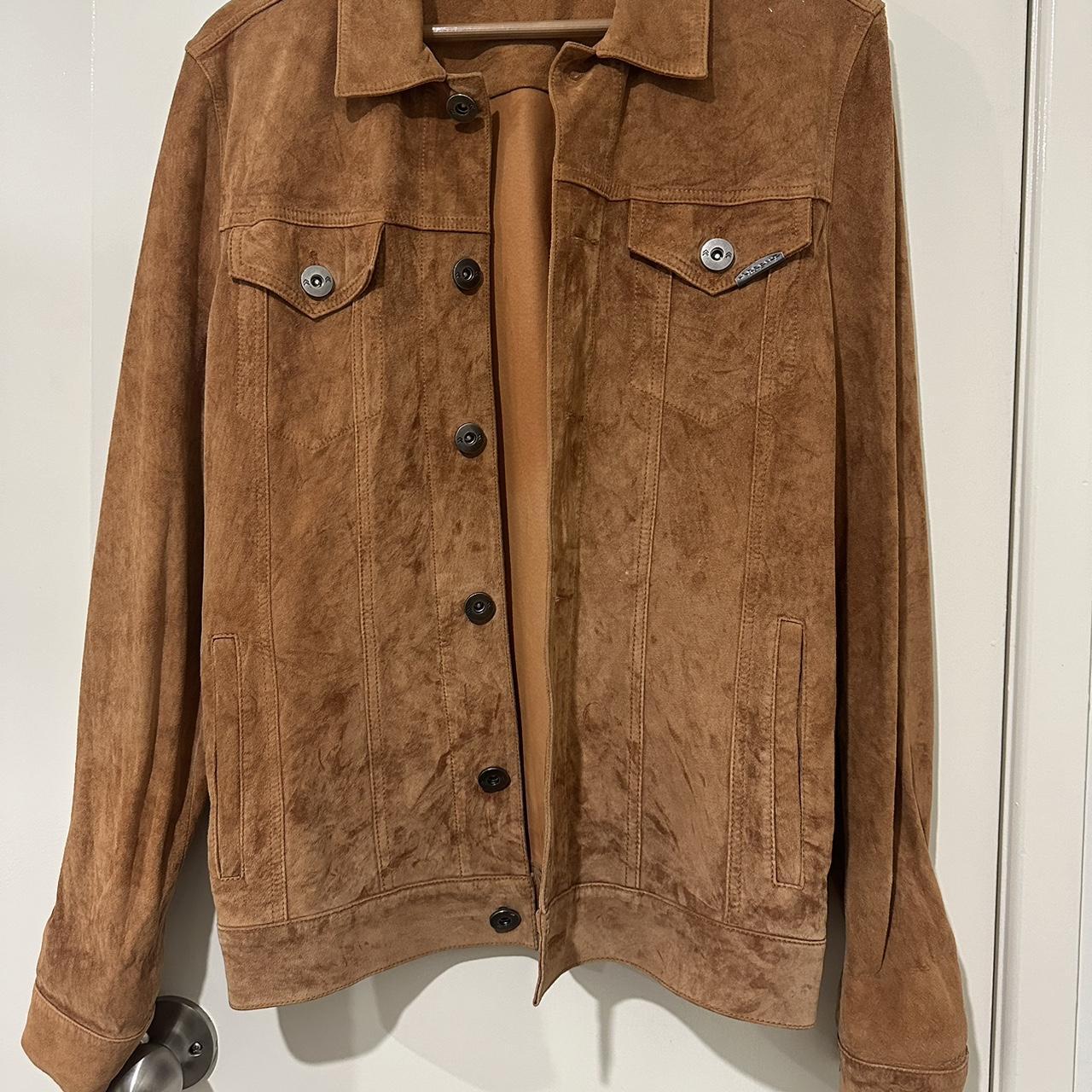 Tan Suede vintage jacket Size: medium - Depop