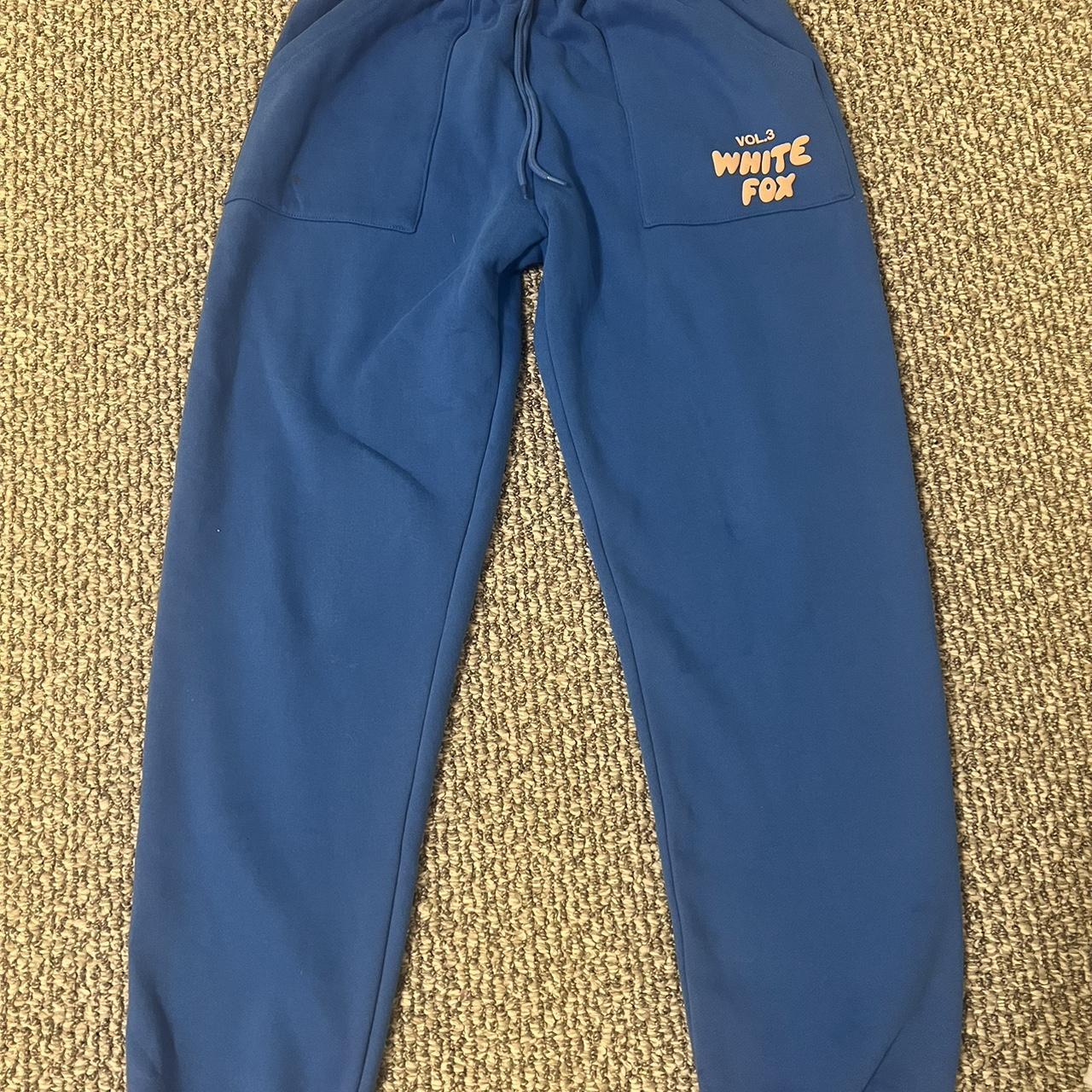 White Fox Blue Sweatpants Size XS - Depop