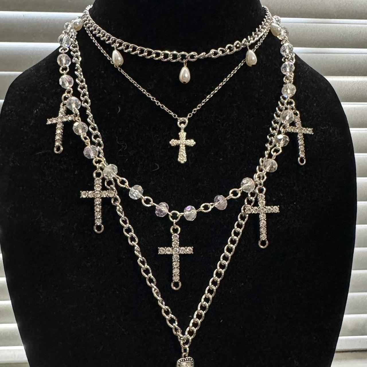 Layered Cross Necklace each layer is connected,... - Depop