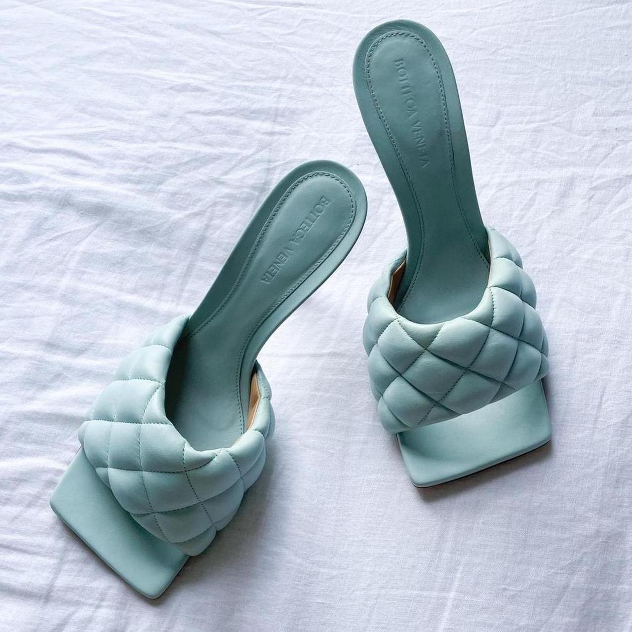 Bottega Veneta light blue padded mules heels Only... - Depop
