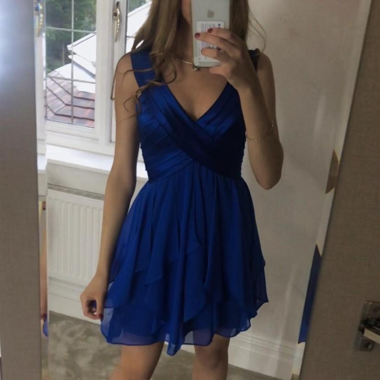 Blue beautiful evening dress. Fits a size Small - Depop