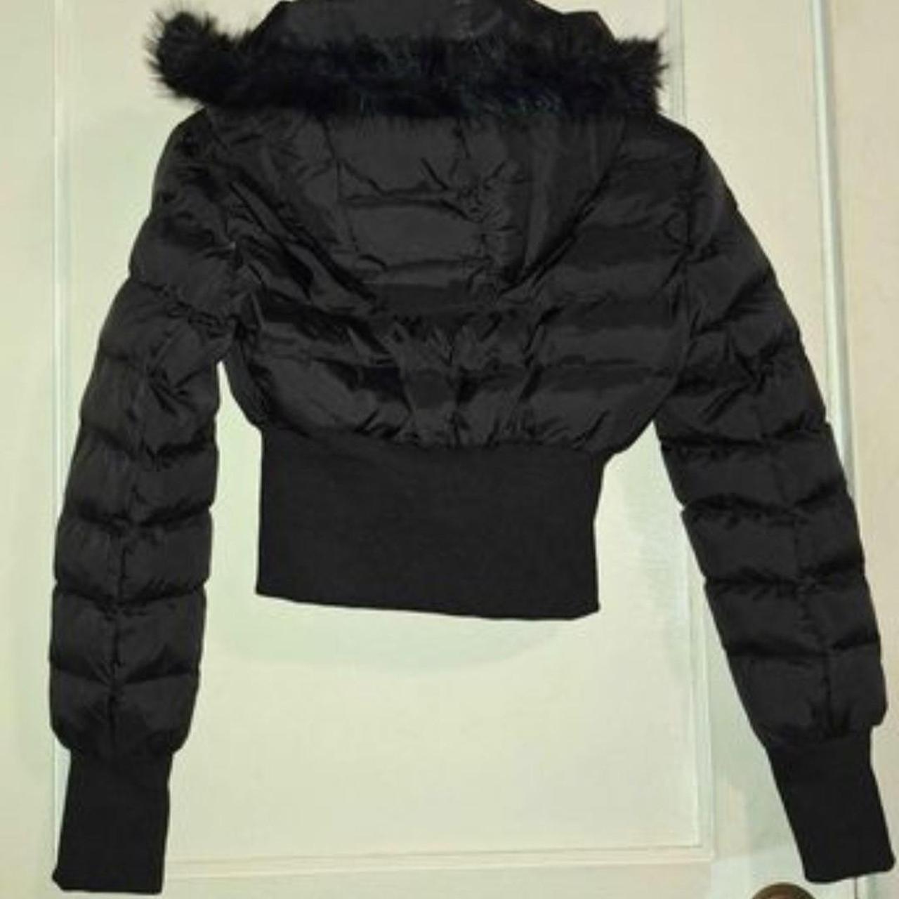 SHEIN ICON Zip-Up Fuzzy Trim Hooded Crop Puffer... - Depop
